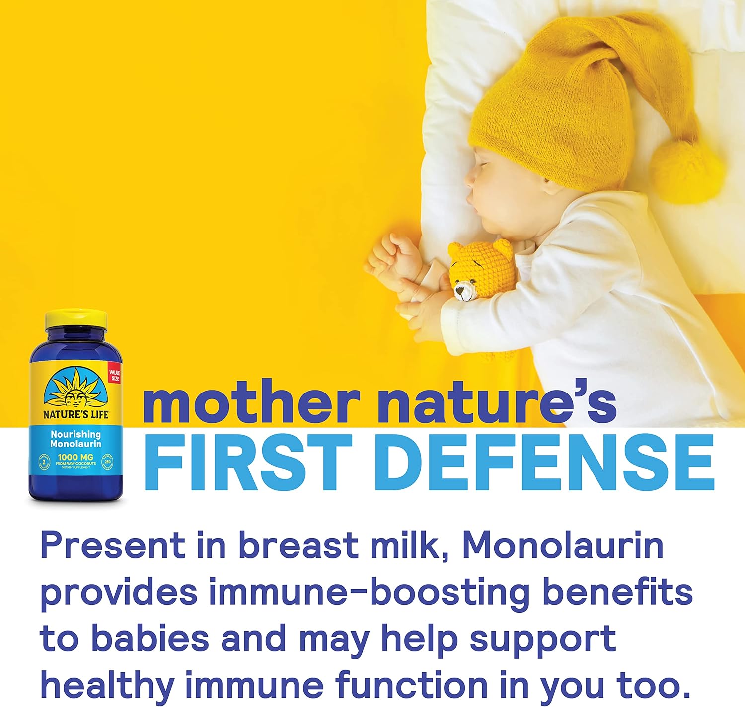 Nature’s Life Monolaurina 1000 mg, monolaurina nutritiva de coco crudo ...