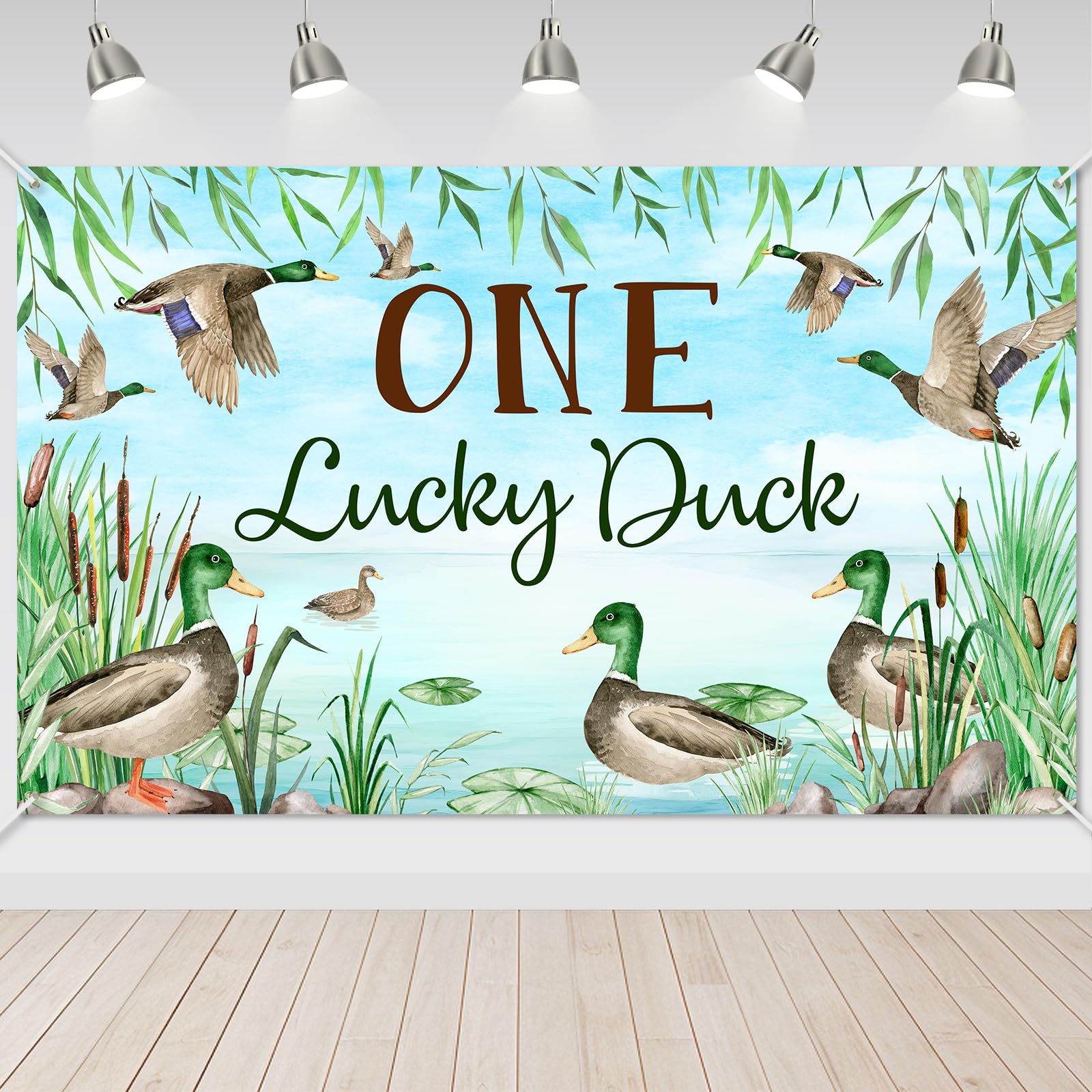 Amazon.com: Avezano One Lucky Duck Birthday Backdrop Mallard Duck 1st ...