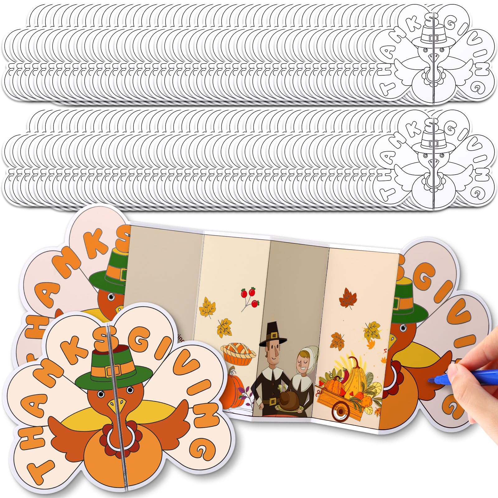 Amazon.com: Motipuns 30 Pcs Thanksgiving Gift for Kids Turkey Coloring ...