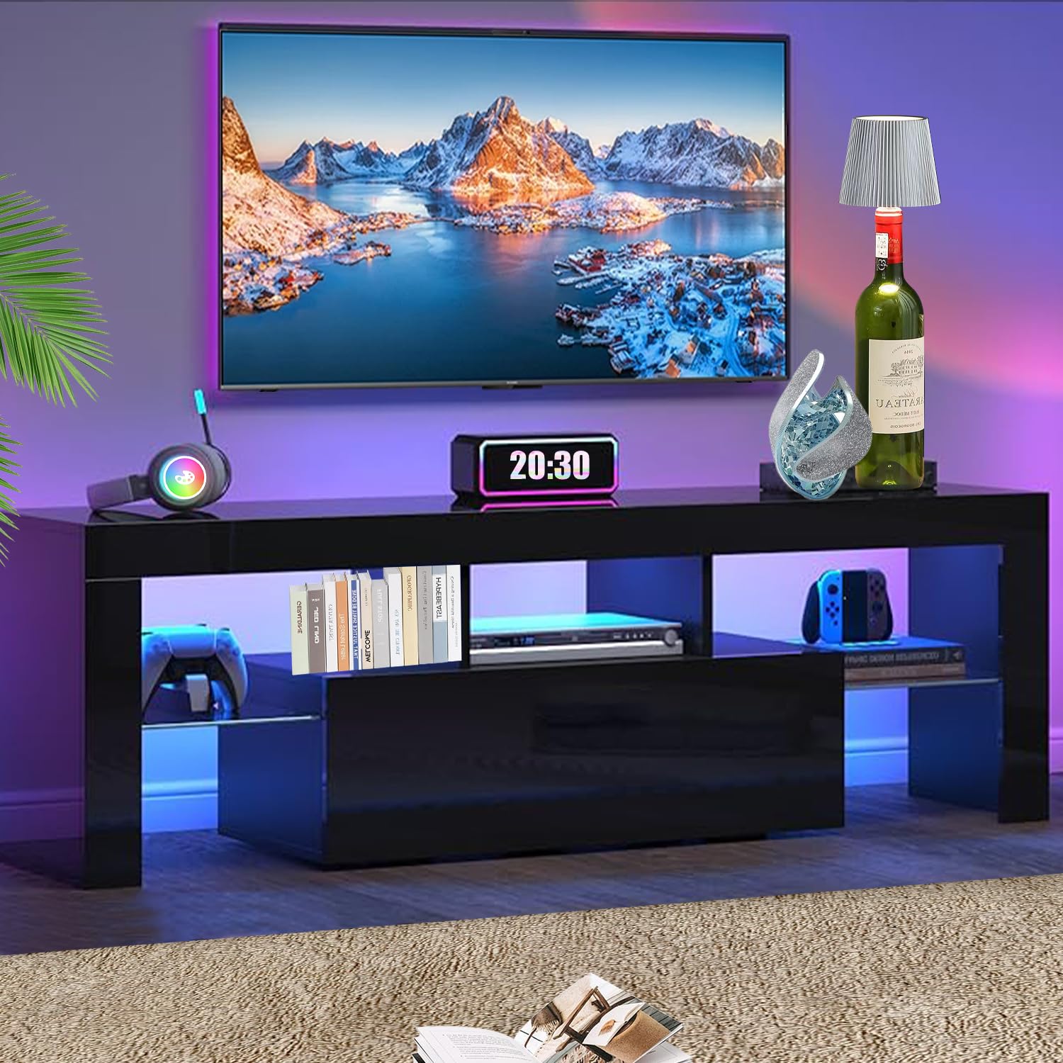 Amazon.com: SPRKLINLIN Modern LED TV Stand for 50/55 Inch TV ...