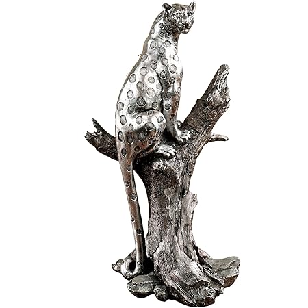 Amazon.com: Studio 55D Sitting Leopard 16" High Silver Sculpture : Home ...
