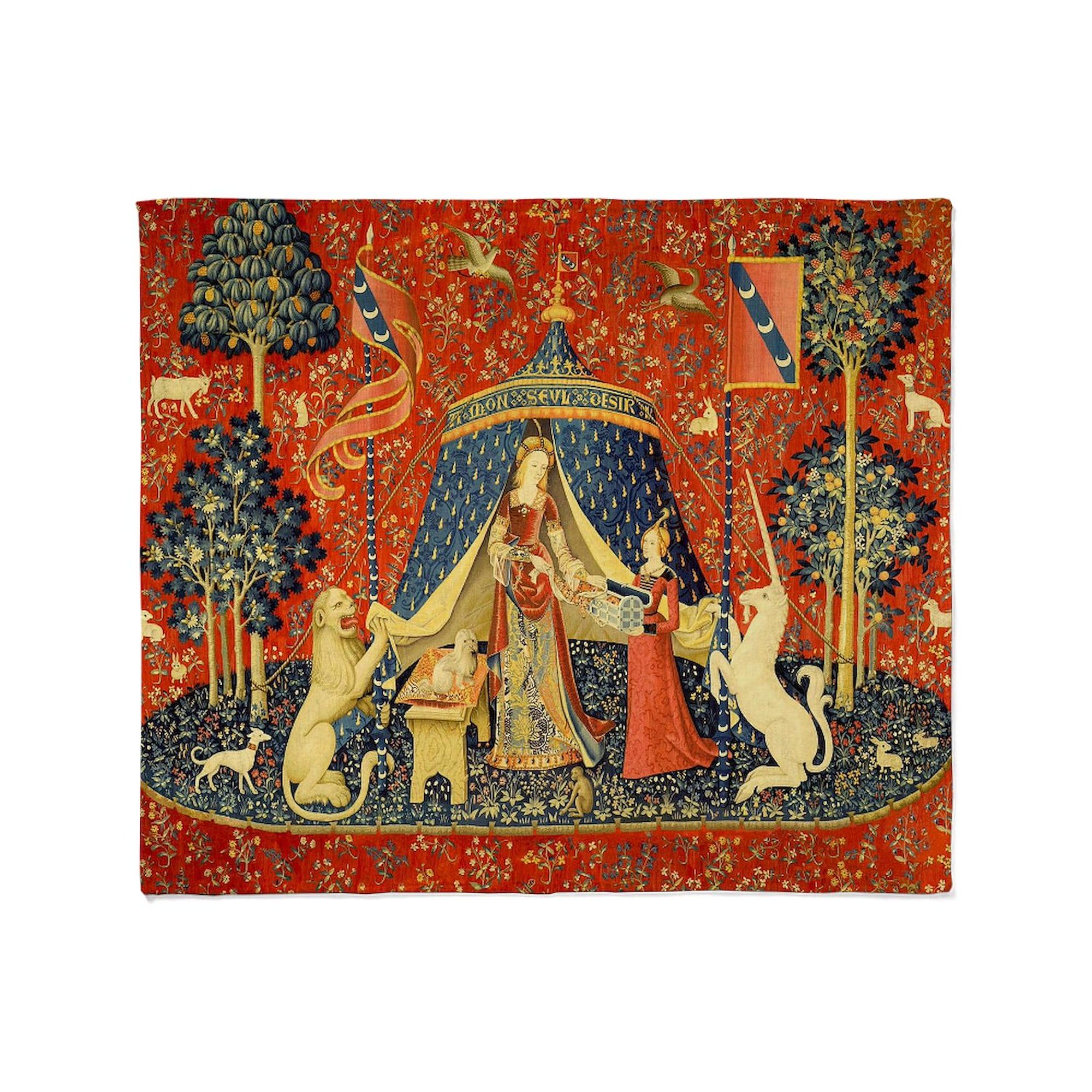 Amazon.com: CafePress Lady and The Unicorn Medieval Tapestry Art Throw ...