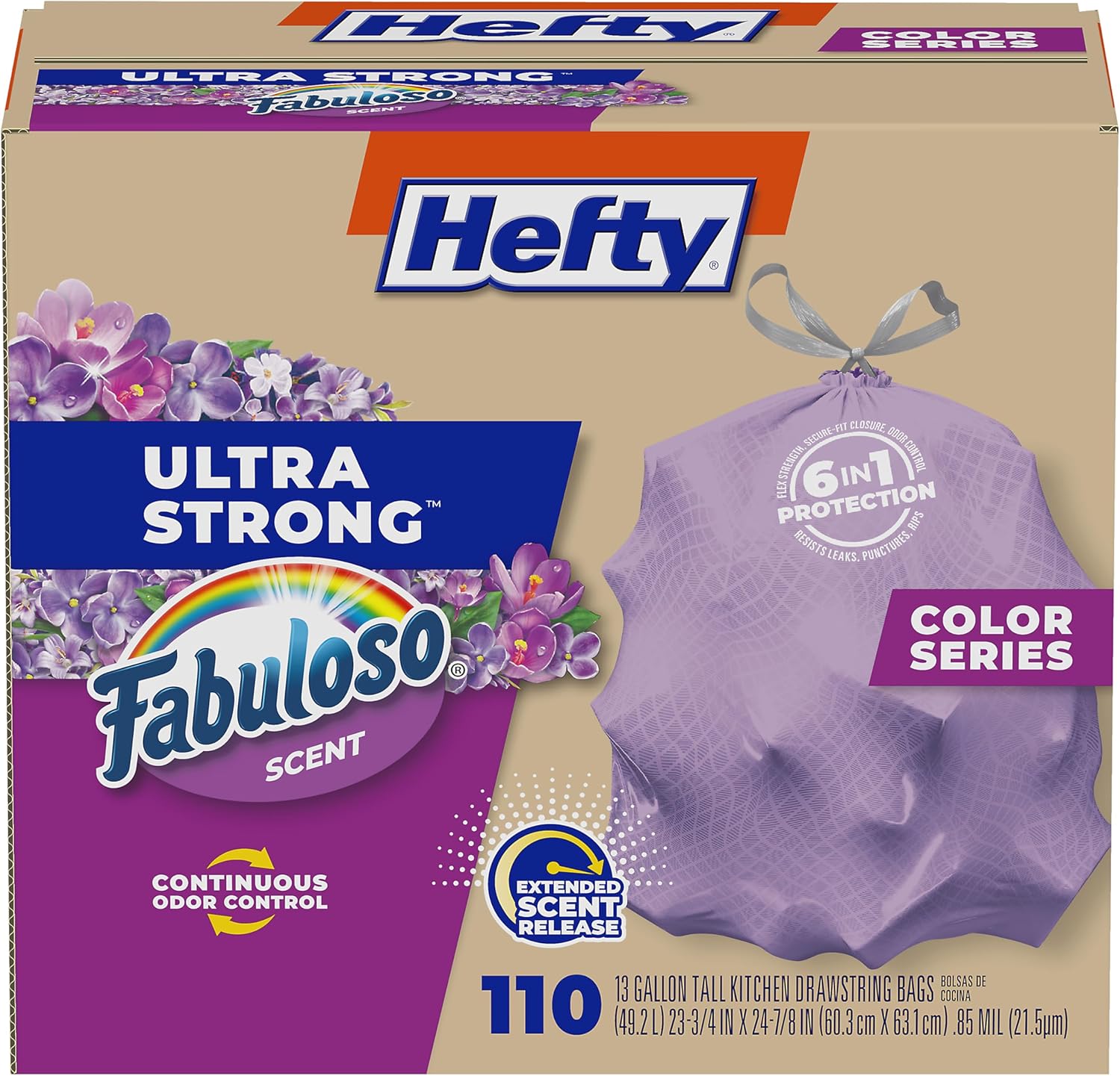 Amazon.com: Hefty Ultra Strong 13 Gallon Trash Bags, Tall Kitchen Trash Bags 13 Gallon Size ...