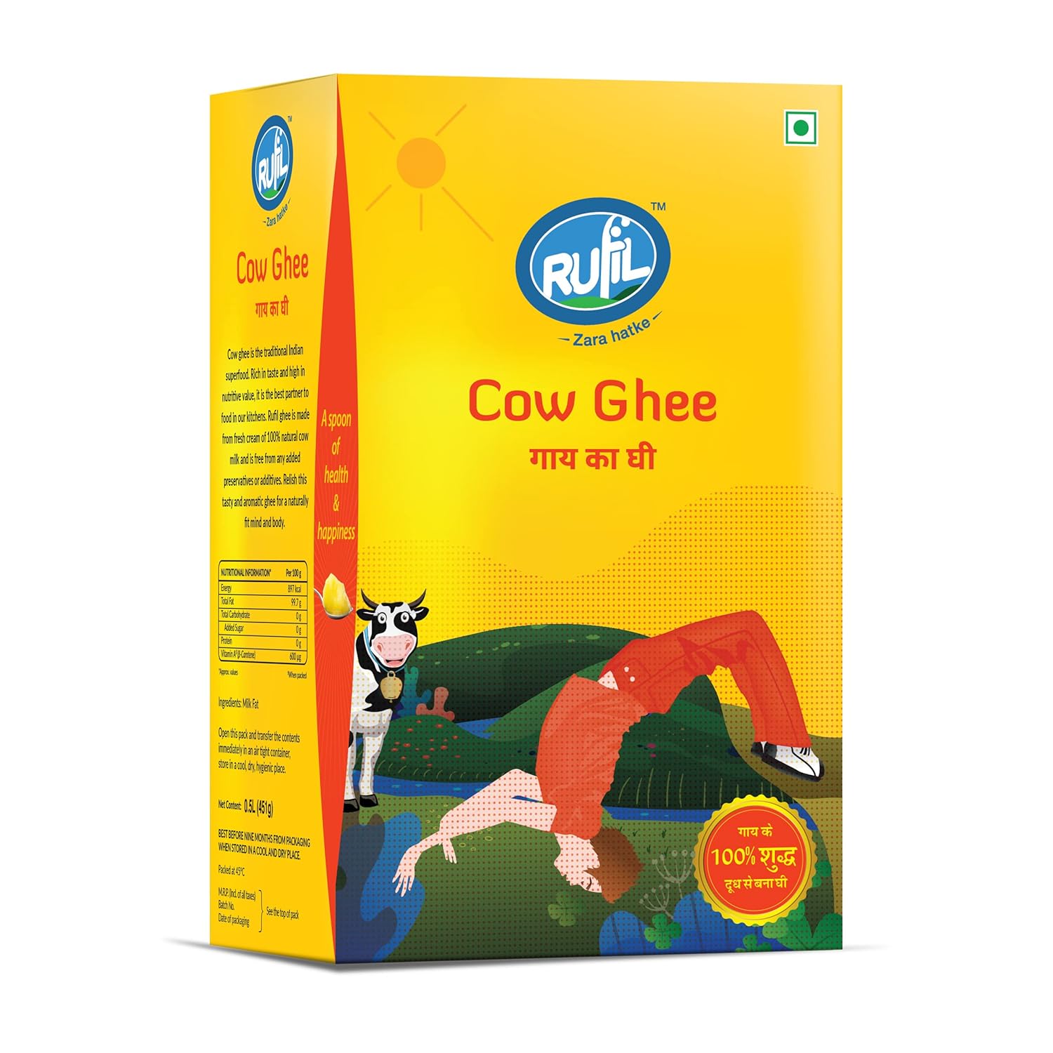Rufil 100% Natural Cow ghee 500ML | Daanedar Ghee | Builds Immunity ...