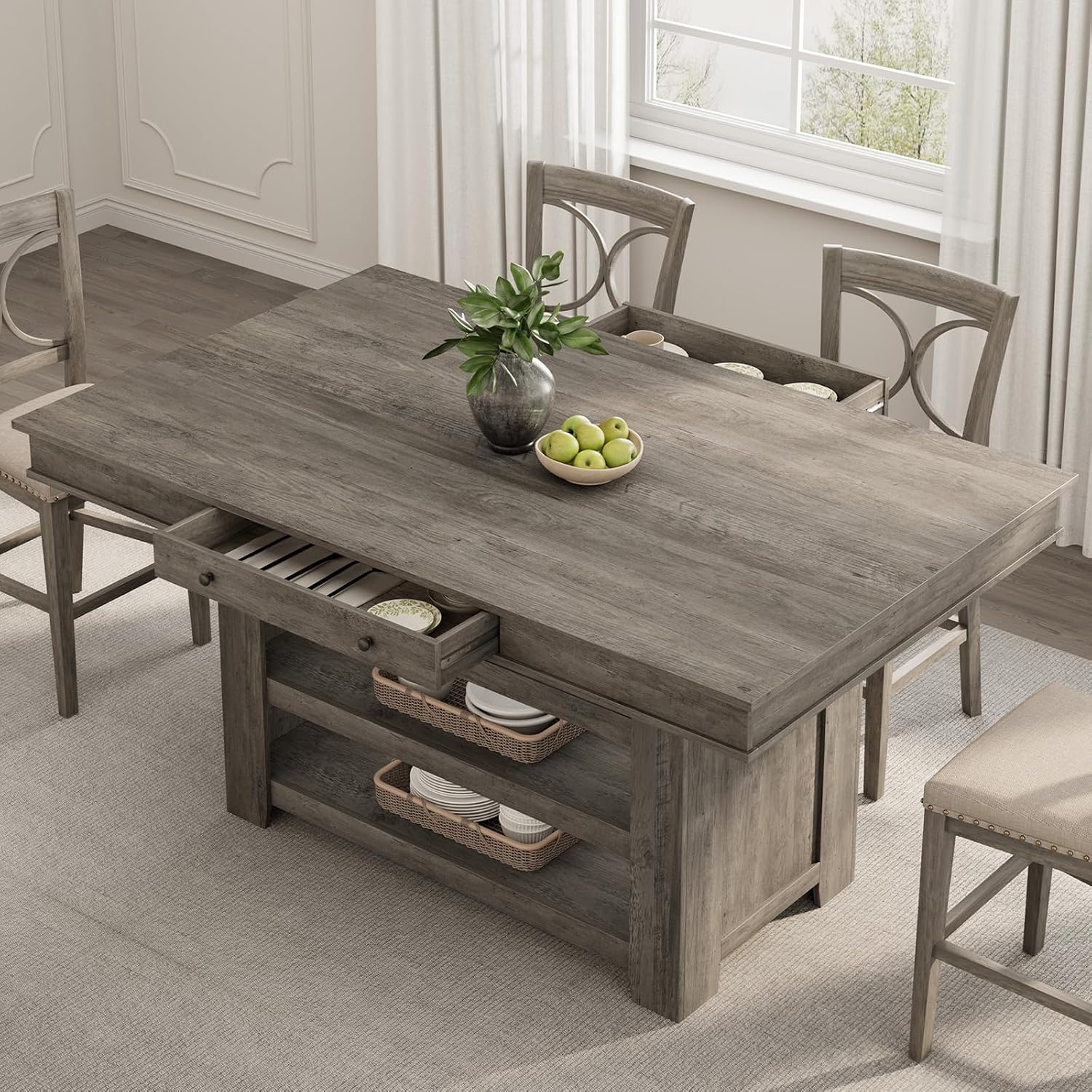 Amazon.com - GarveeHome Counter Height Dining Table for 4-6, Wood Bar ...