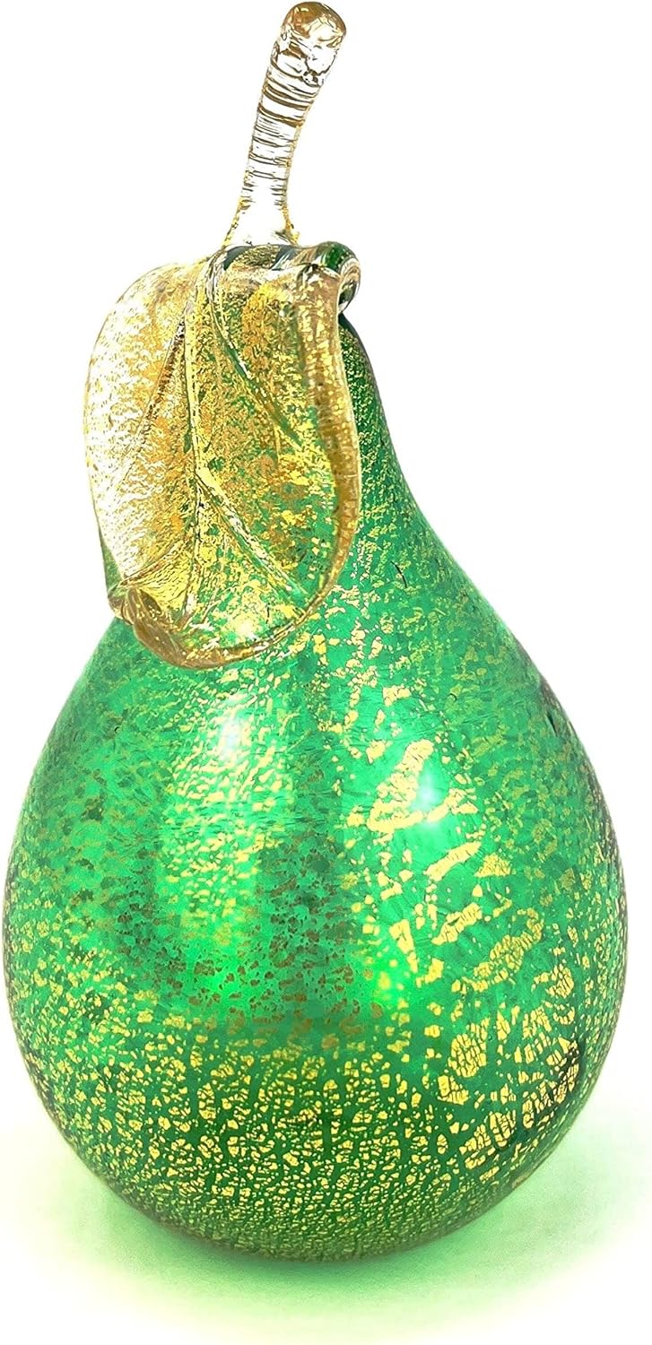 Amazon.com: MY ITALIAN DÉCOR Life-Size Green Murano Glass Blown Pear ...