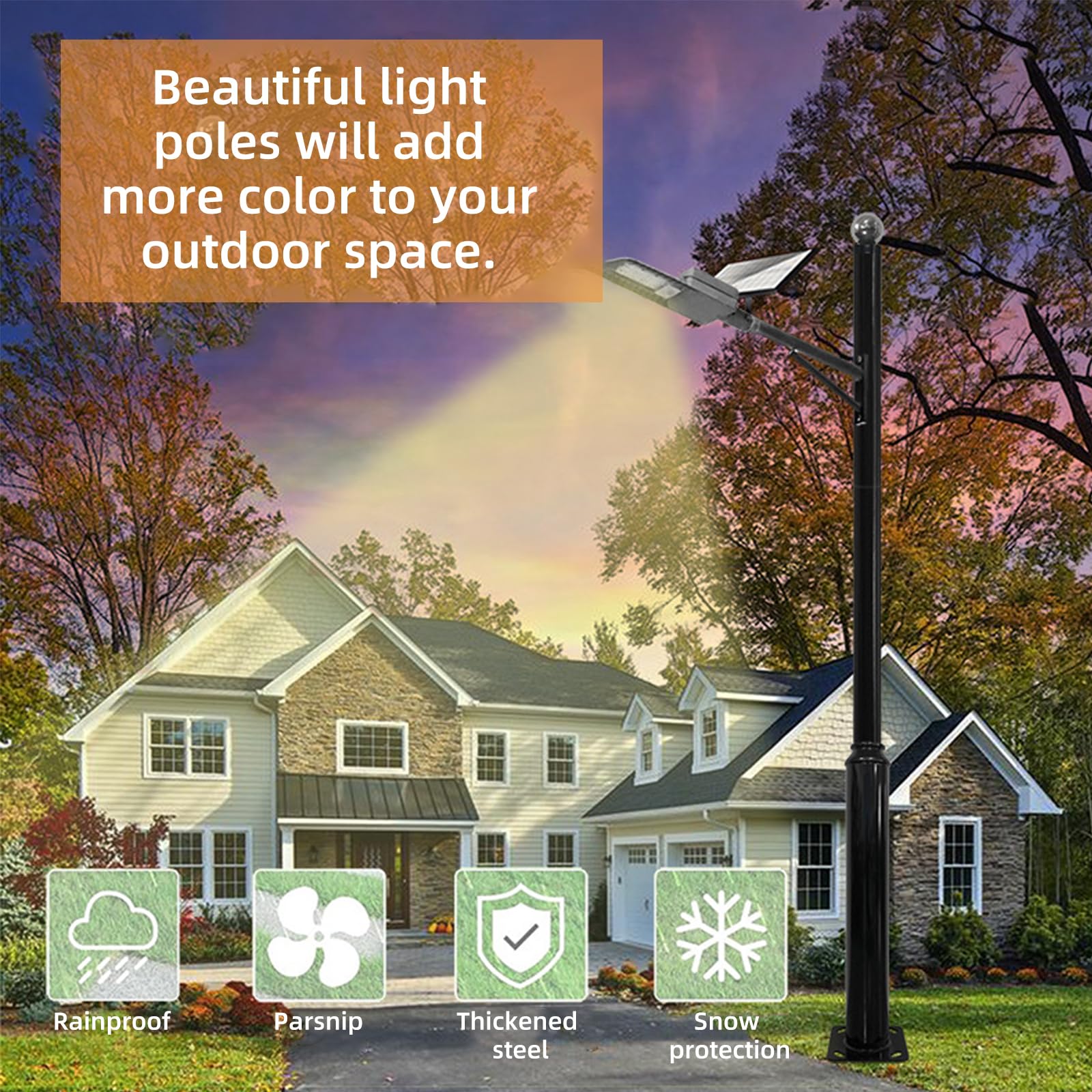 Snapklik.com : TTSITG Street Light Pole 13ft Tall - Black Outdoor ...