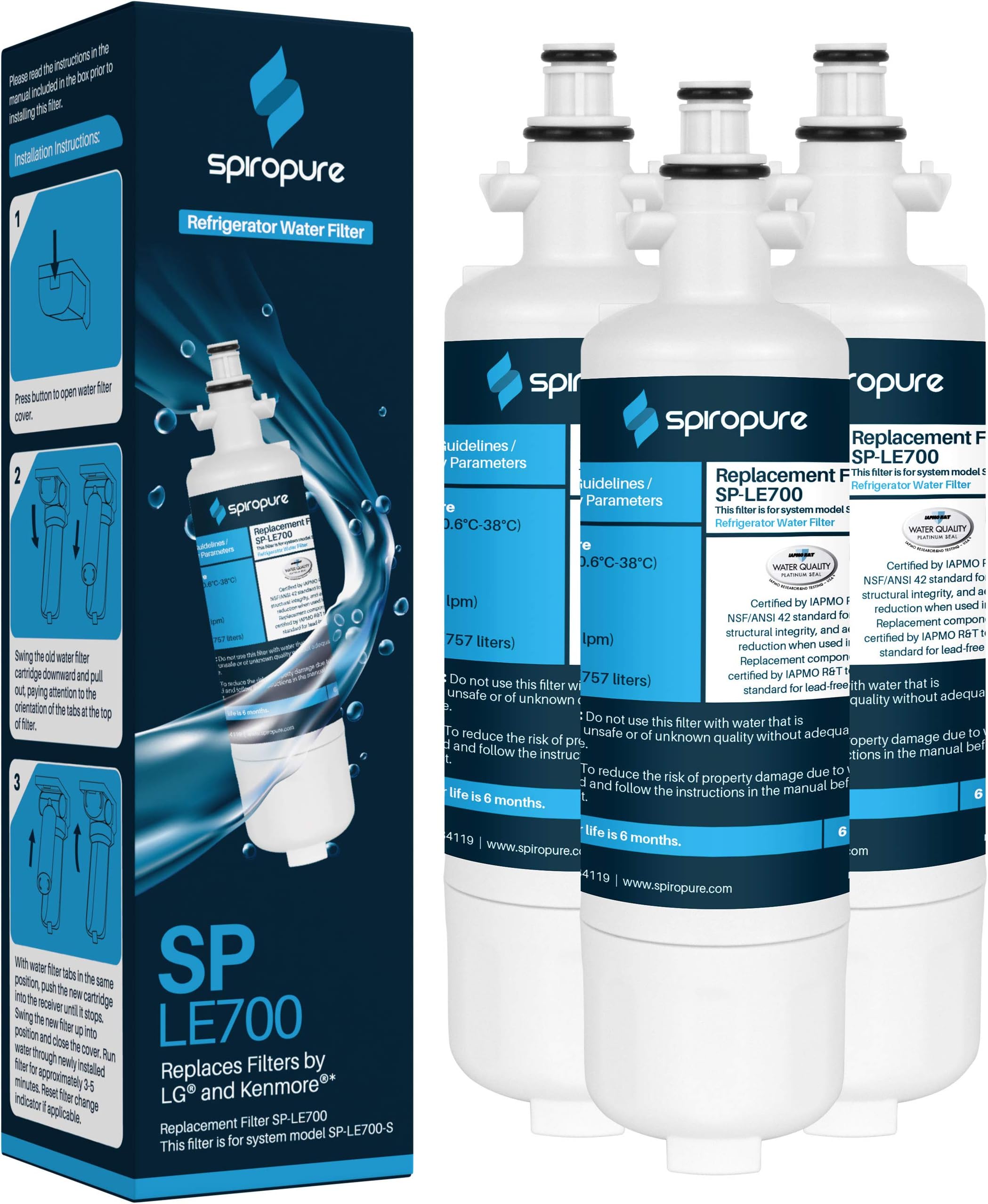 Amazon.com: SpiroPure SP-LE700 NSF Certified Refrigerator Water Filter ...