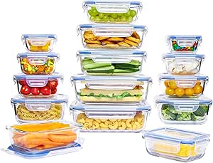 Amazon.com: Vtopmart 15 Pack Glass Food Storage Containers with Lids ...