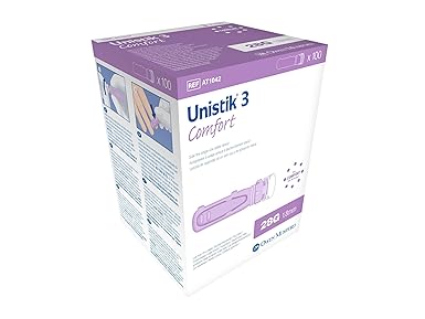 Unistik 3 AUAT1042 Single Use Safety Lancet, Comfort, 1.8mm Depth, Pack ...