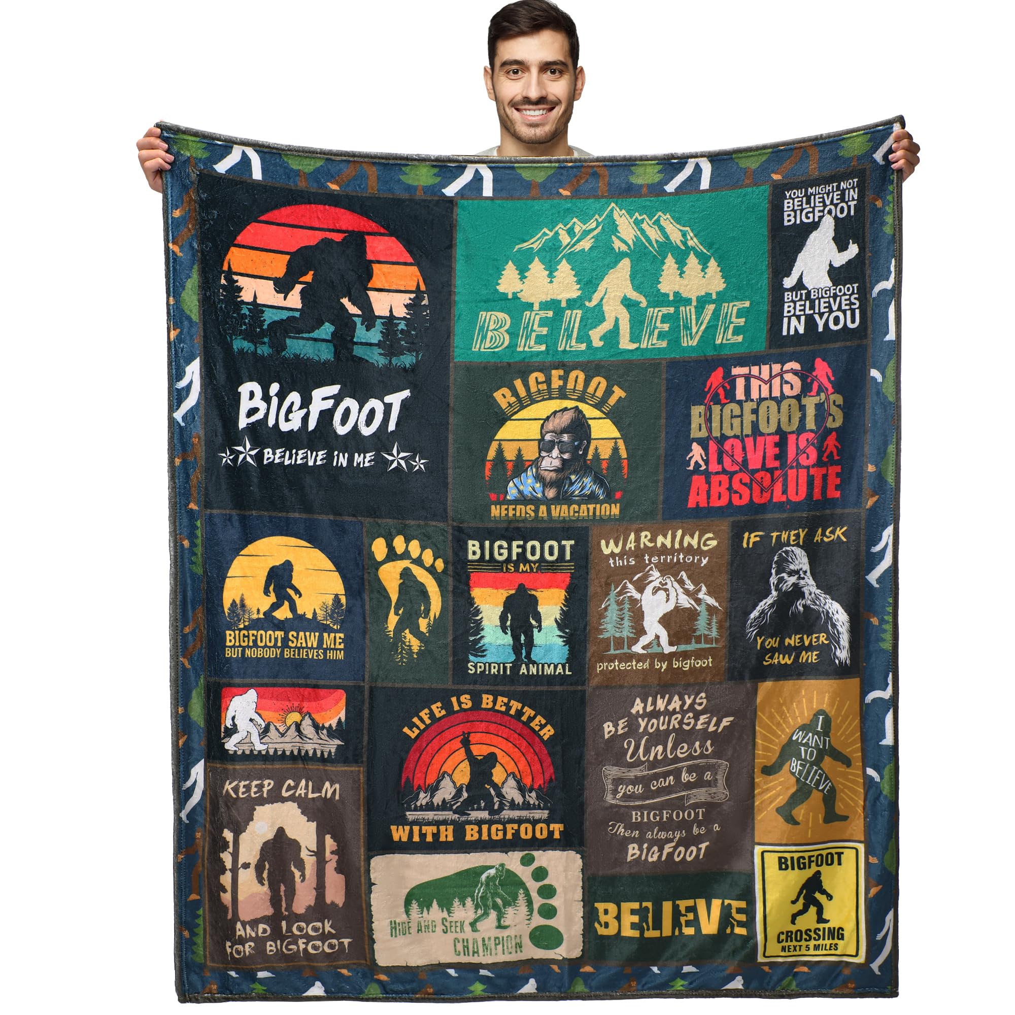 Amazon.com: Bigfoot Blanket Sasquatch Throw Gifts - Big Foot Sasquatch ...
