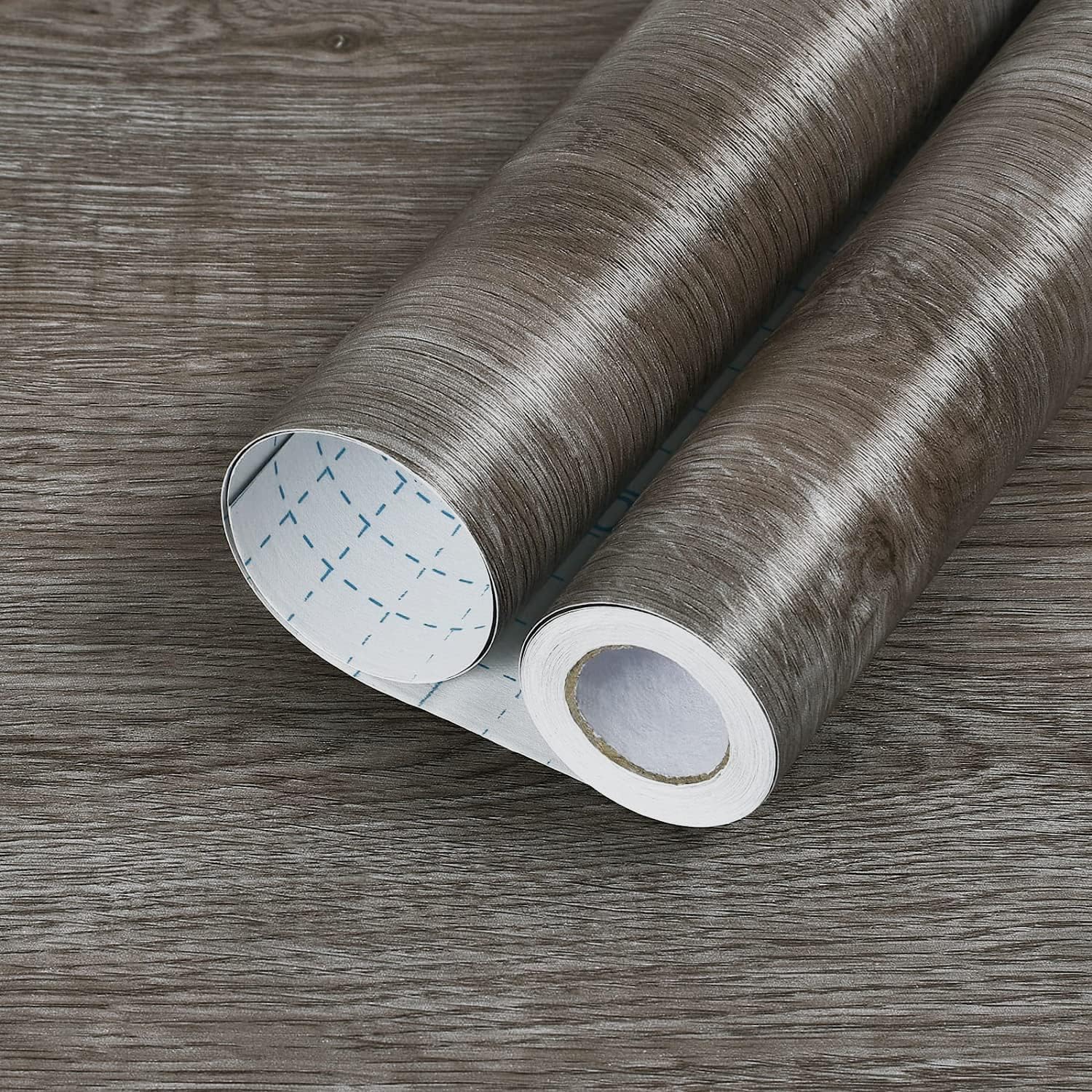 WENMER Wood Wallpaper 17.7"×394" Grey Brown Wood Contact Paper Peel and ...