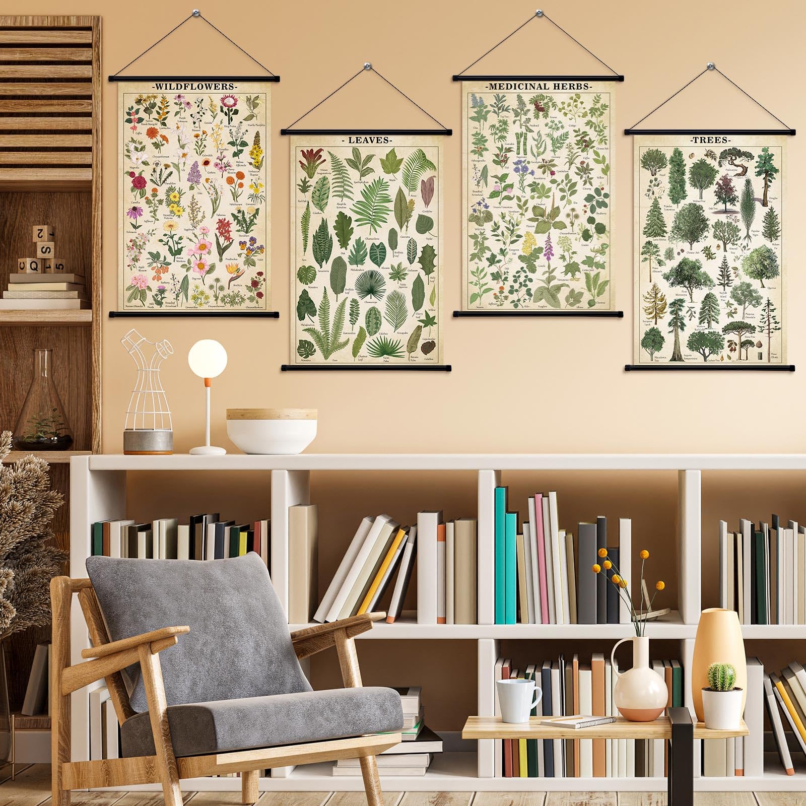 Snapklik.com : Lewtemi 4 Pcs Vintage Poster Nature Botanical Wall Art ...