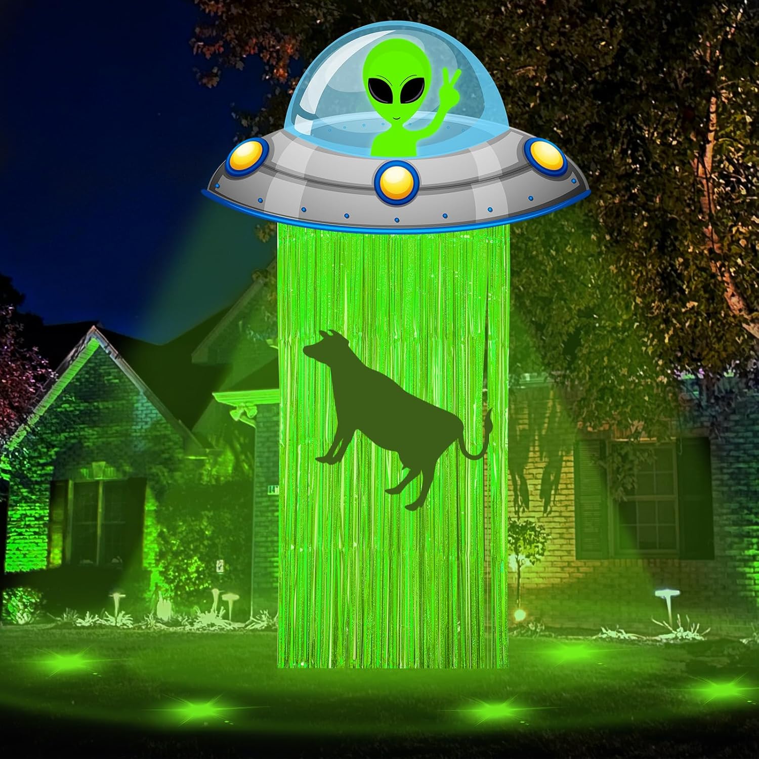 Amazon.com: FYSUIMU Halloween Alien Door Curtains with Metallic Tinsel ...