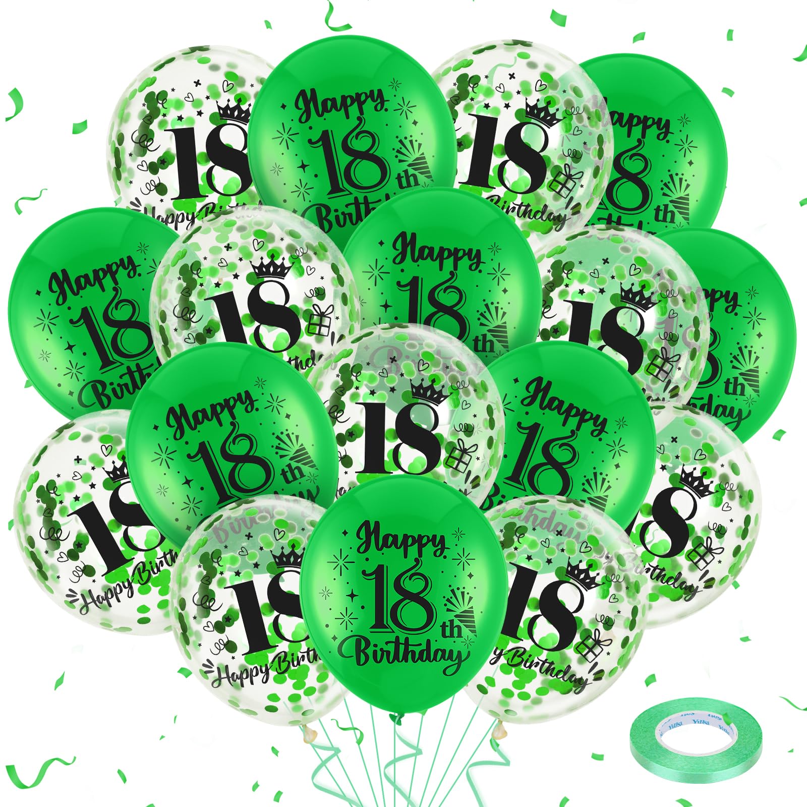 Snapklik.com : CASLON 18pc Green 18th Birthday Balloons & Confetti ...