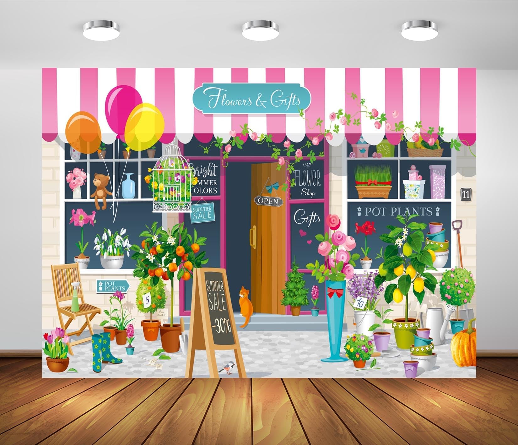 Amazon.com : BELECO 7x5ft Fabric Flowers Gift Shop Backdrop Flowers and ...