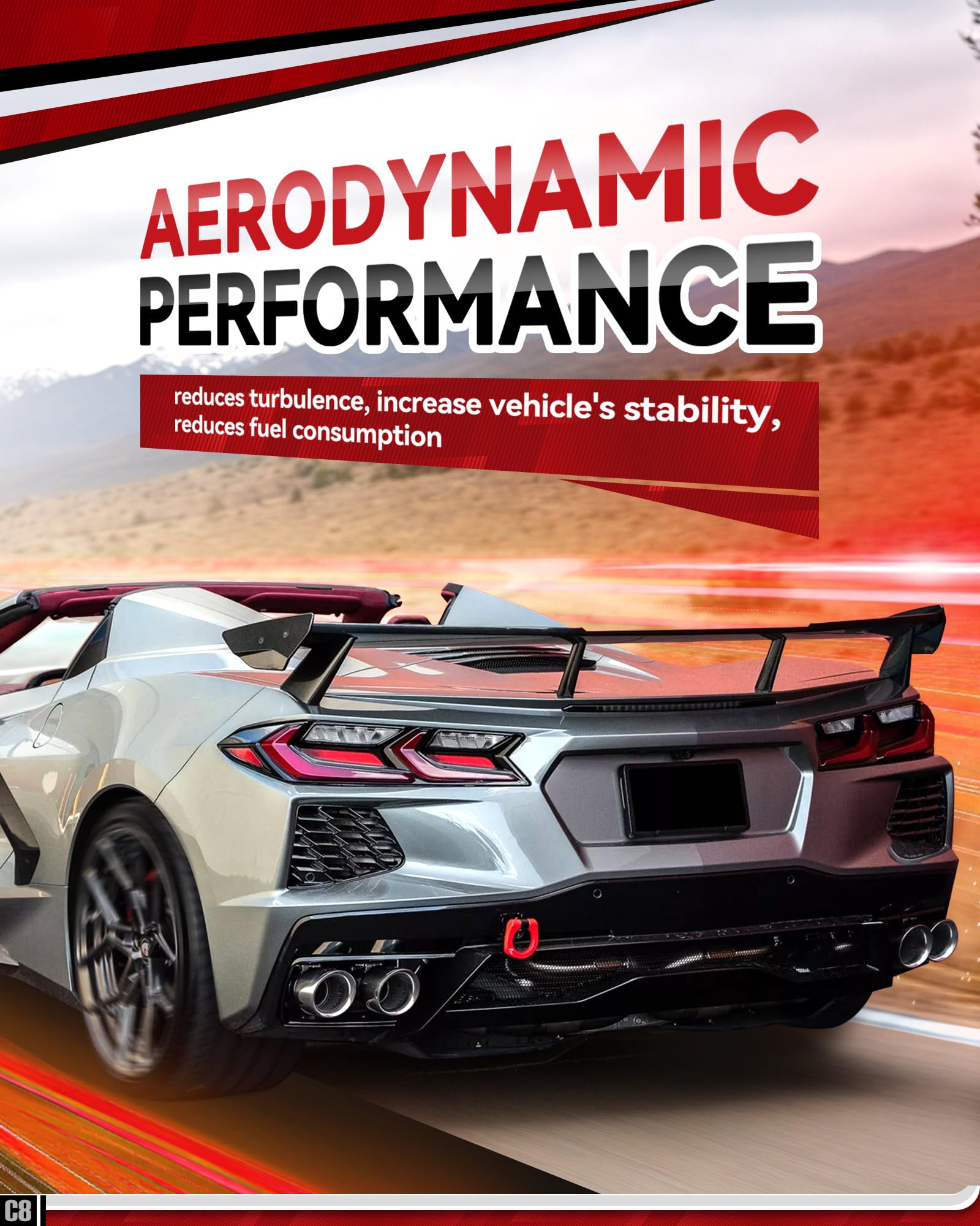Snapklik.com : Etesan Rear High Wing Spoiler Fit For Corvette C8 2020 ...
