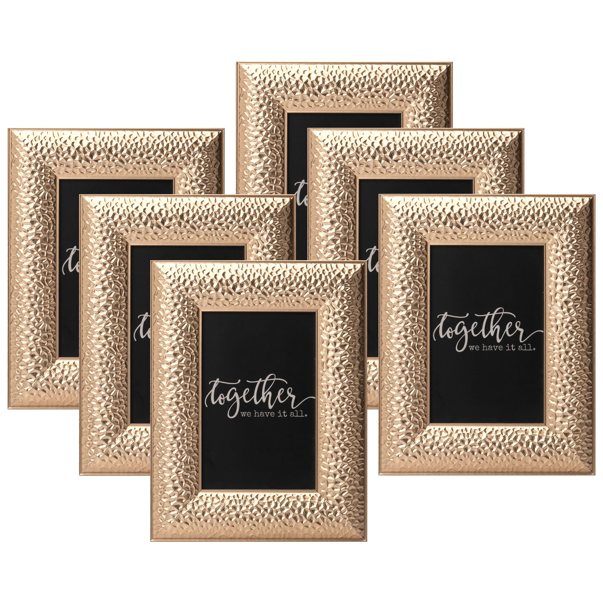 ArtbyHannah 4x6 Inch 6 Pack Ornate Gold Picture Frames Set with High ...