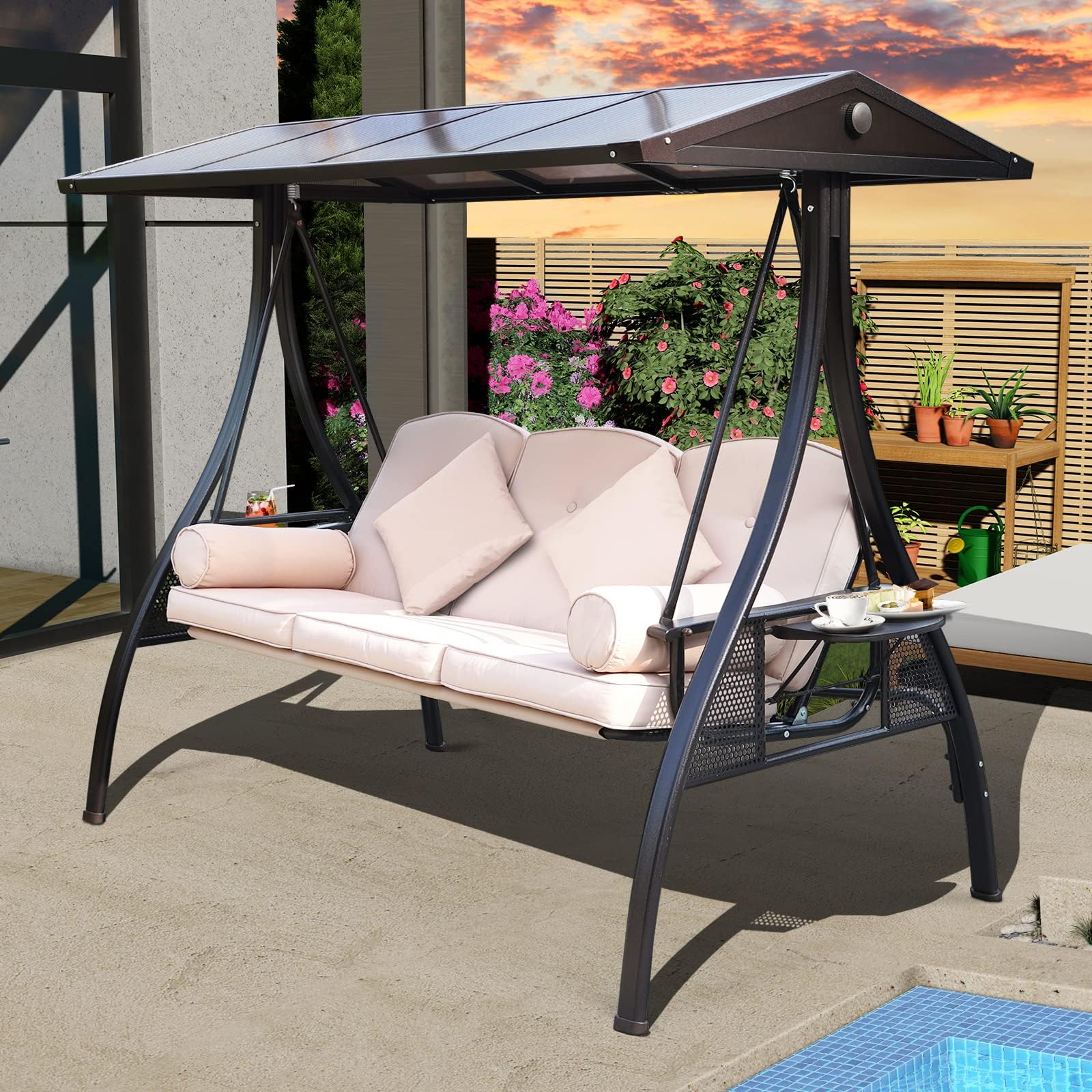Amazon.com: VINGLI 5 FT Outdoor Porch Swing with Frame, Patio Hanging ...