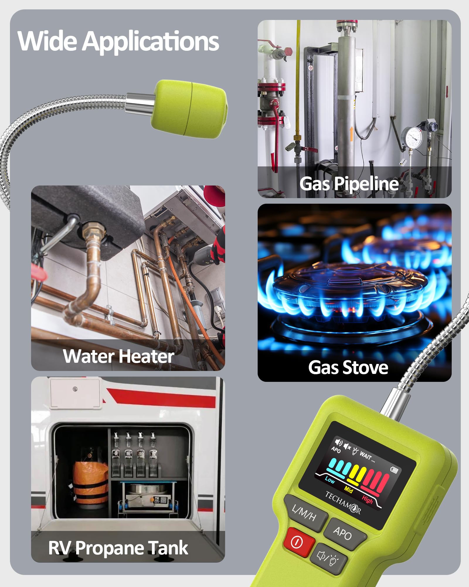 Snapklik.com : TECHAMOR Natural Gas Detector, Y201 Pro Portable Gas ...