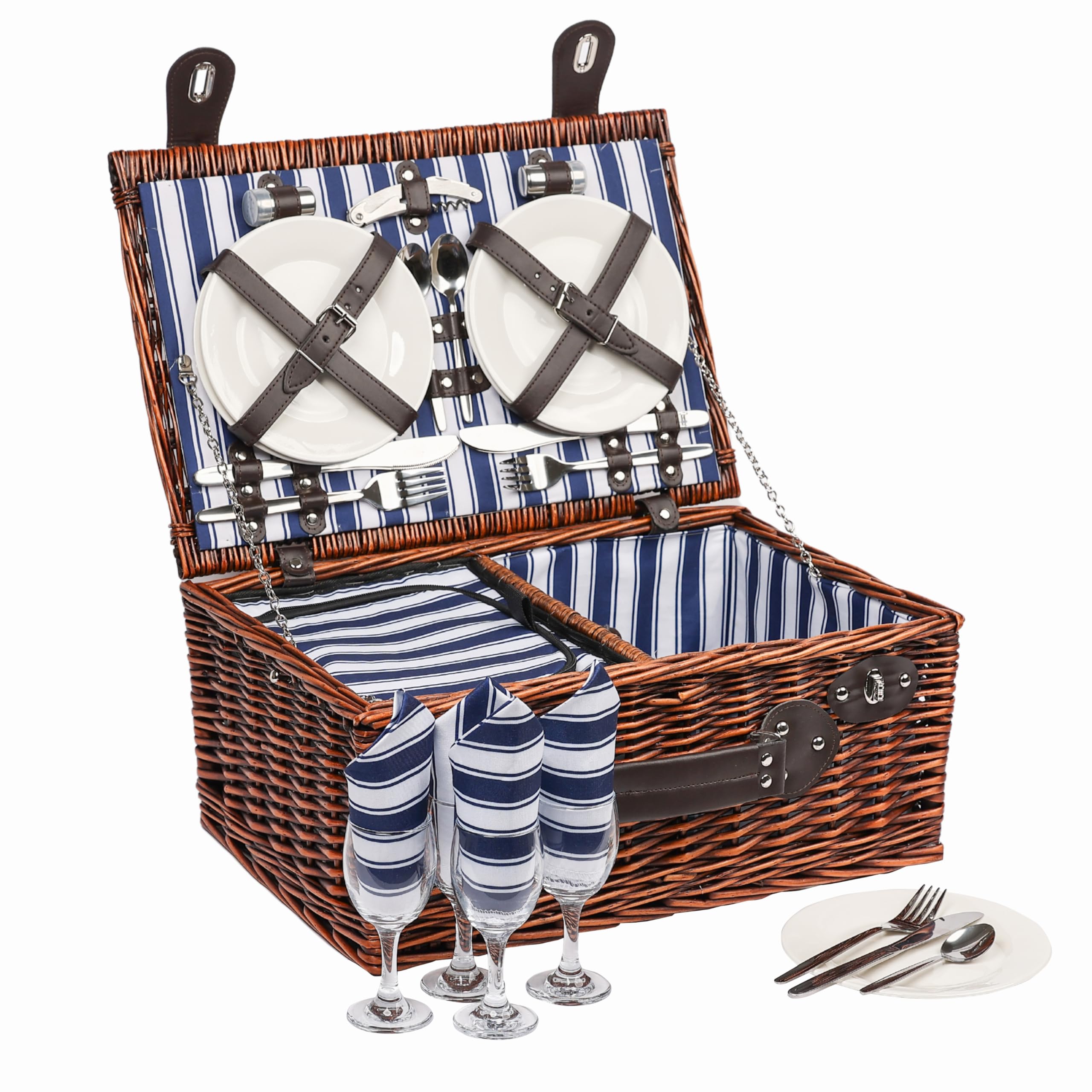 Amazon.com: JA Products Picnic Basket Set Compact & Easy to Carry with ...