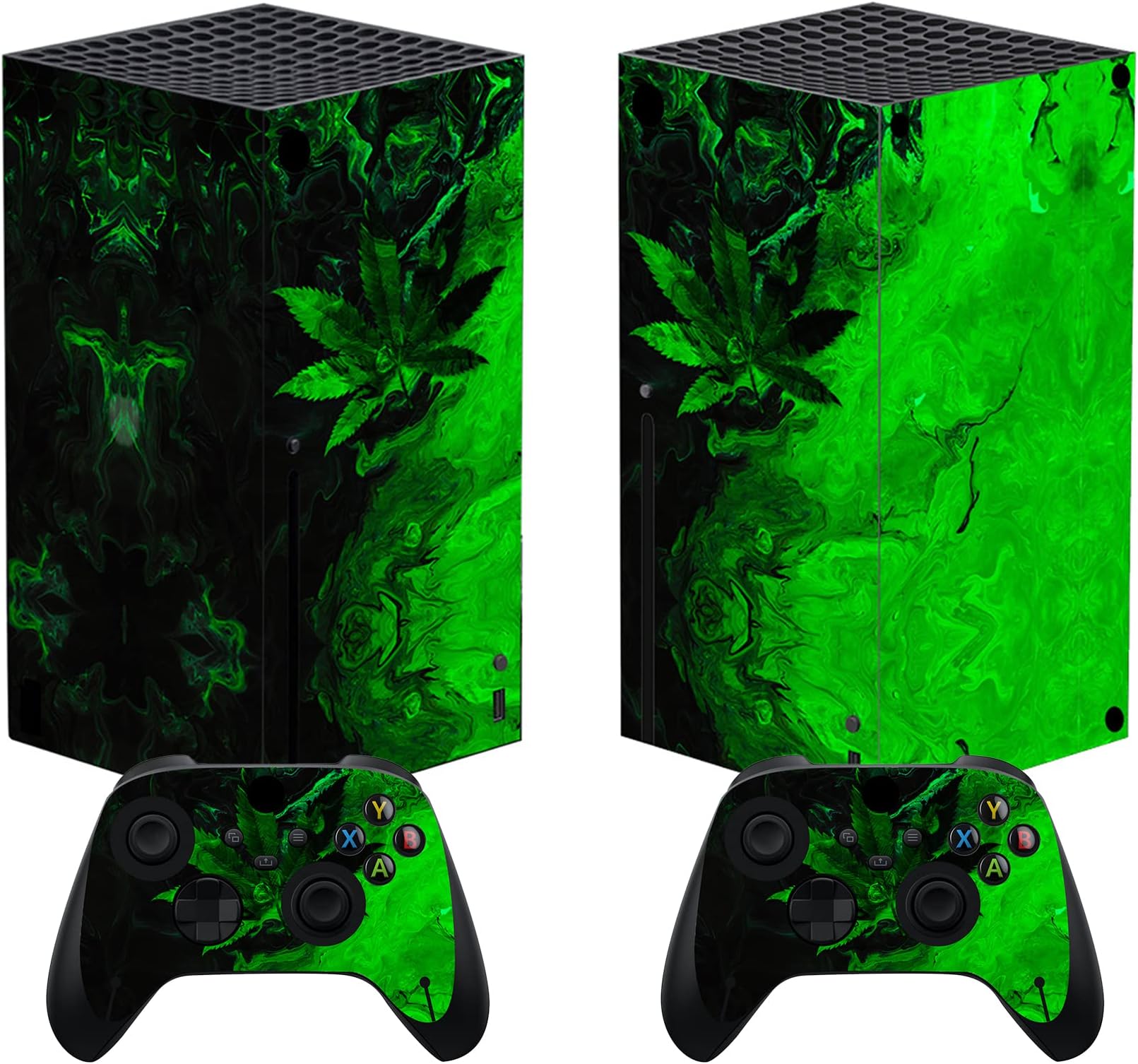 Amazon.com: PlayVital Green Leaf Custom Vinyl Skins for Xbox Core ...