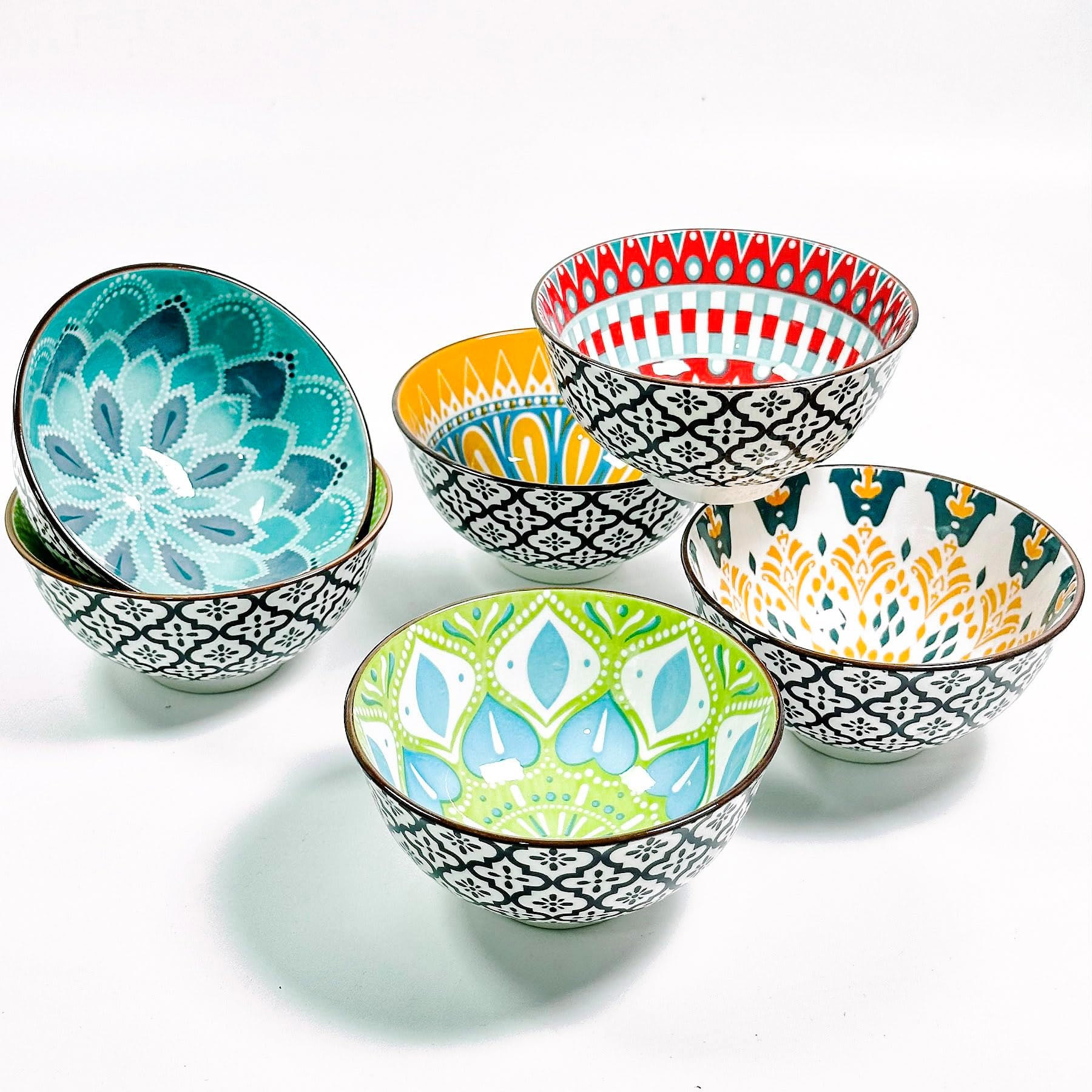 Ceramic Bowl Set Small Bowls - Porcelain Dessert Bowls 10 oz - 6 Little ...