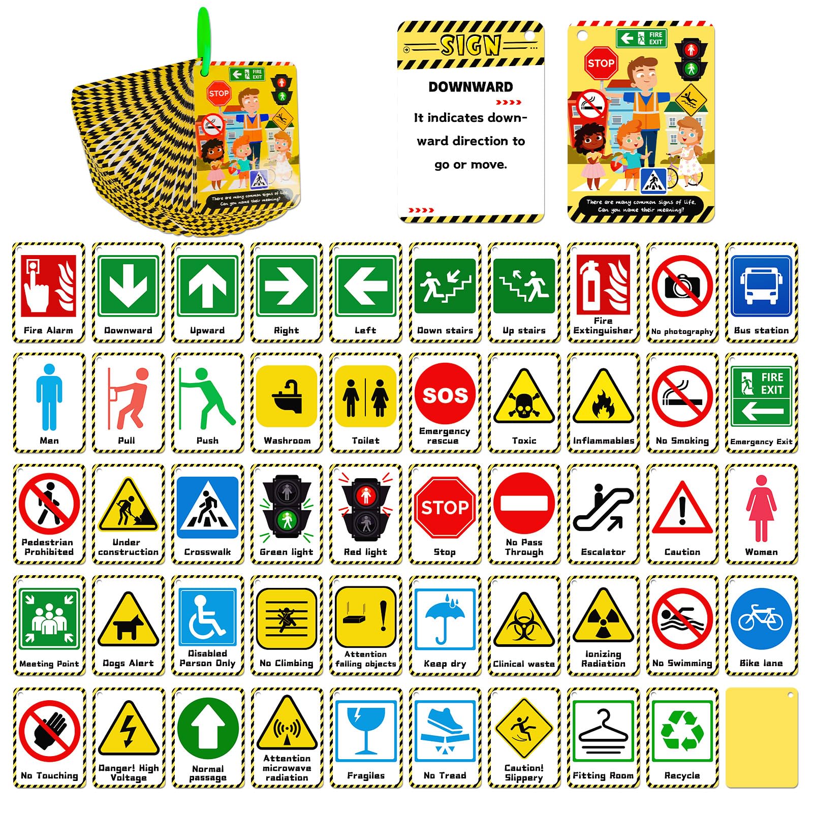 Amazon.com: 50PCS Signs Cognitive Cards for Kids,Cognitive Pictures ...