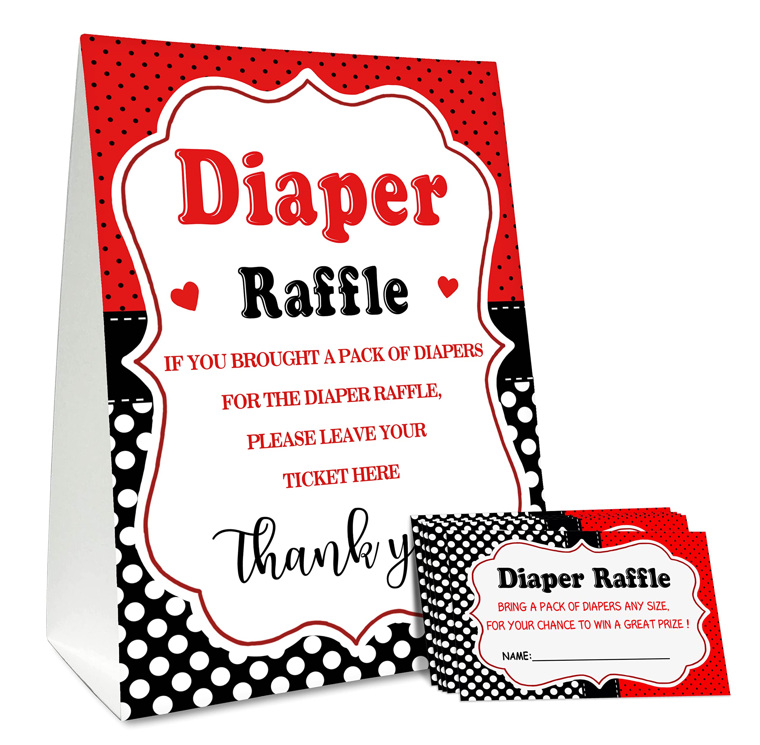 Diaper Raffle Baby Shower Game, 1 Standing Sign and 50 Tickets, Wave ...