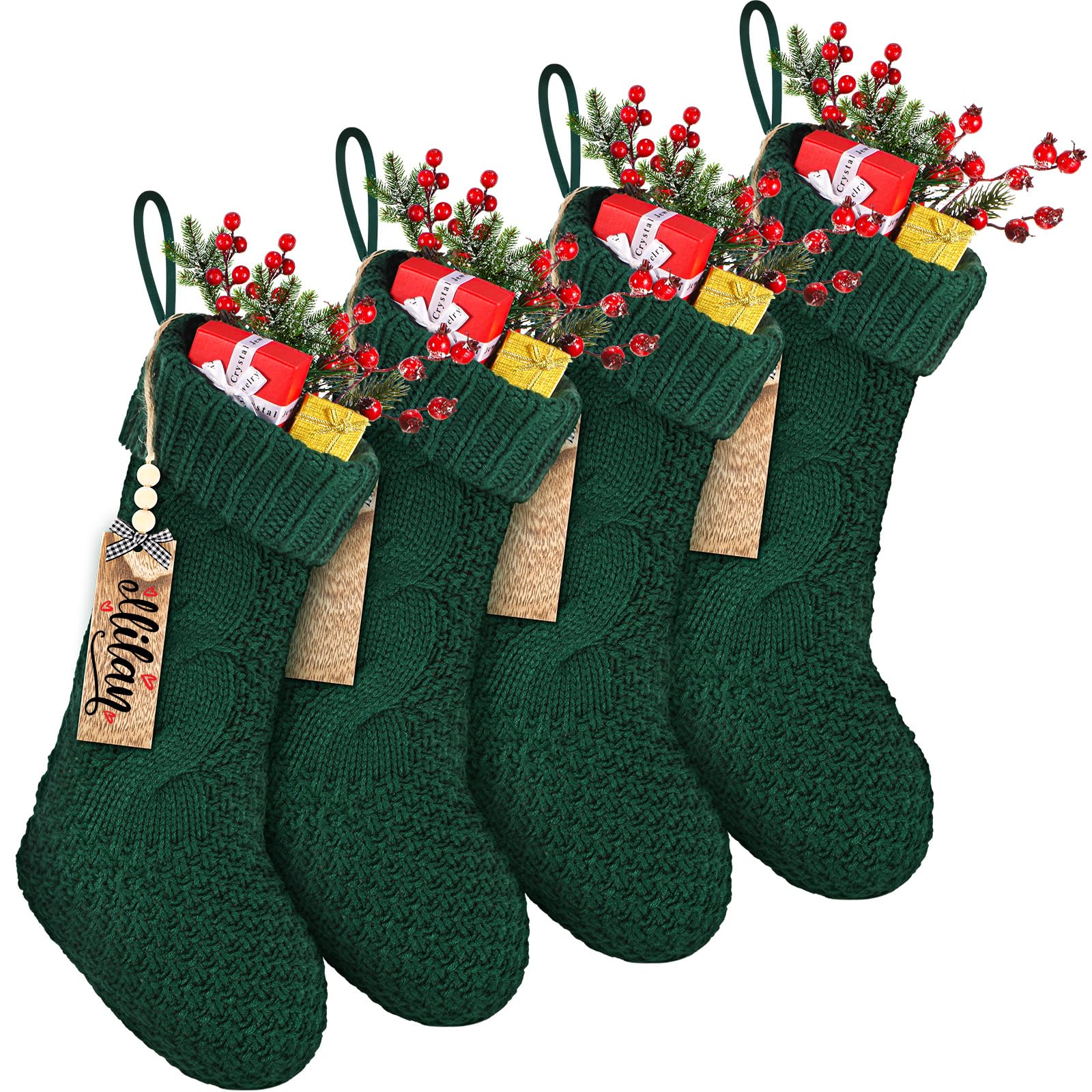 Amazon.com: Cozypower 4 Pack Christmas Stockings with Stocking Name Tag ...