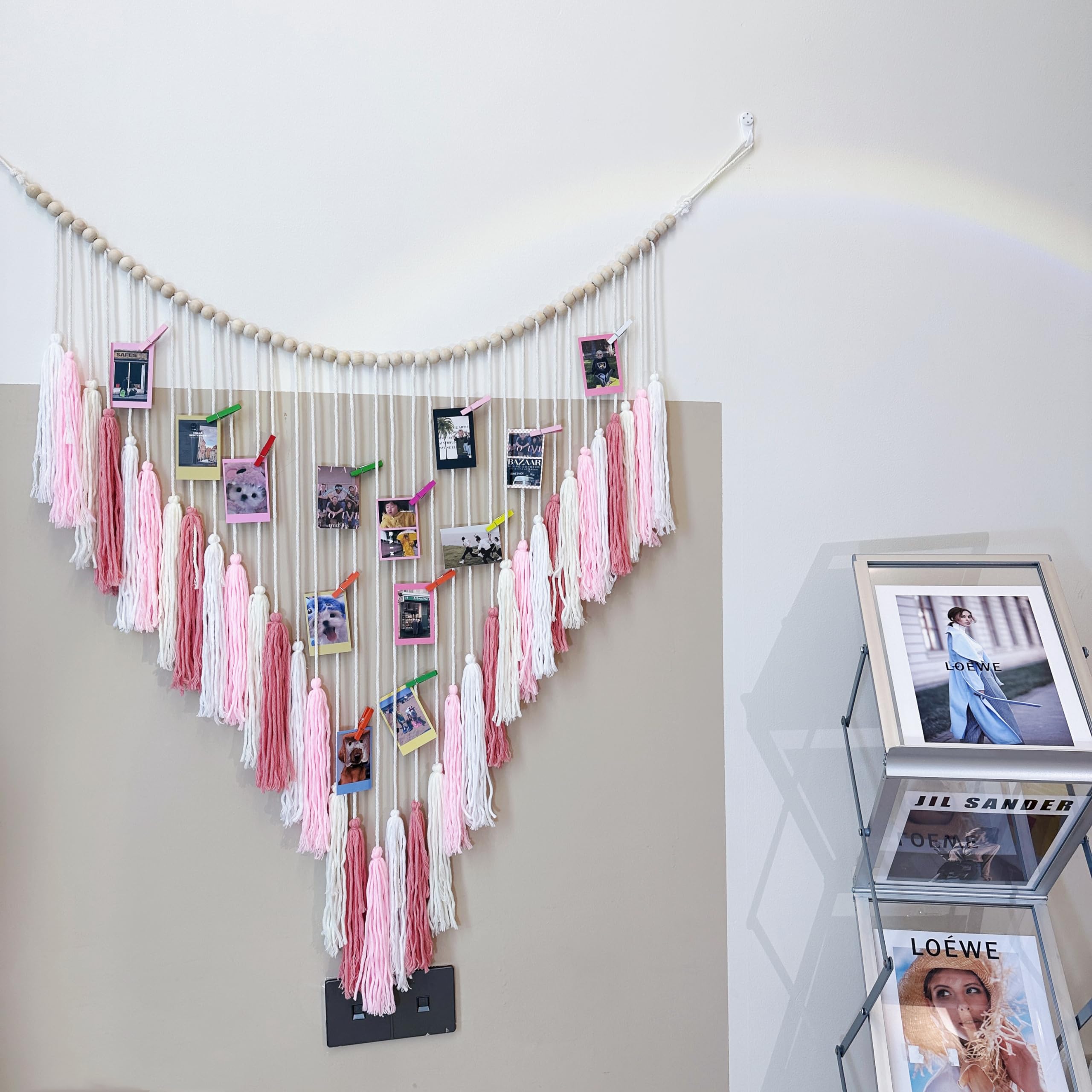 Large Macrame Wall Haning Boho Home Decor, Blush Pink Tassel Wall Decor ...