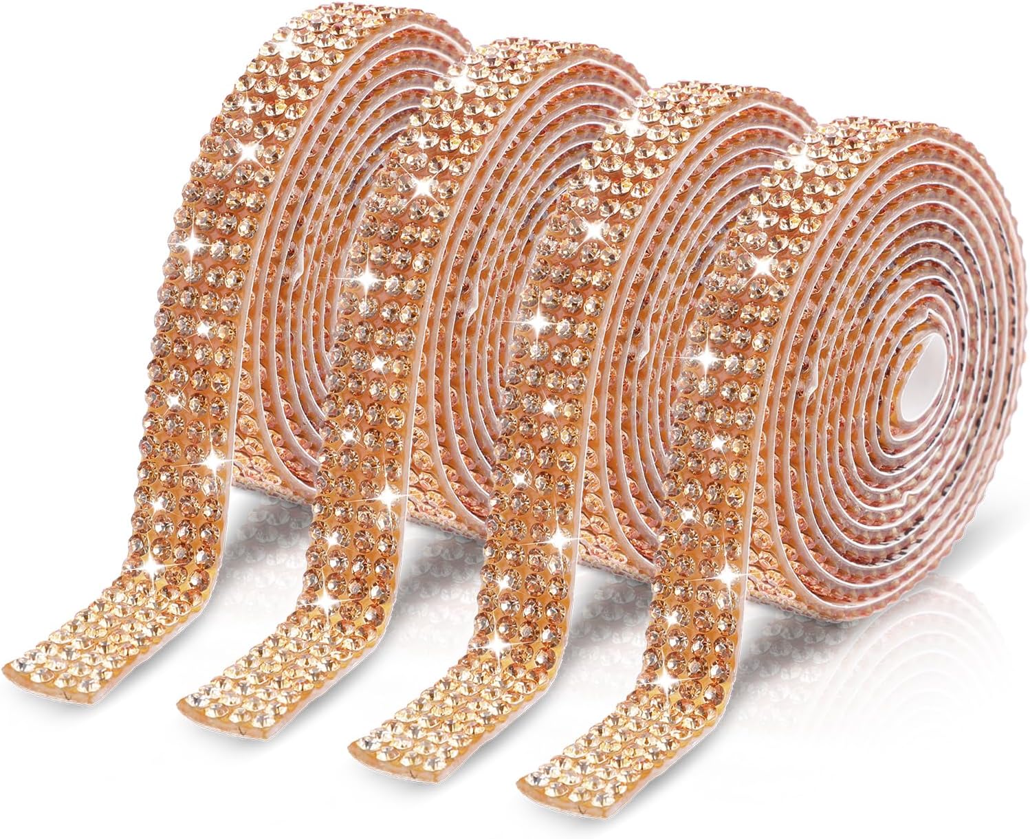 Amazon.com: 4 Rolls Rhinestone Strips 1 Yard Rhinestone Ribbon Self ...