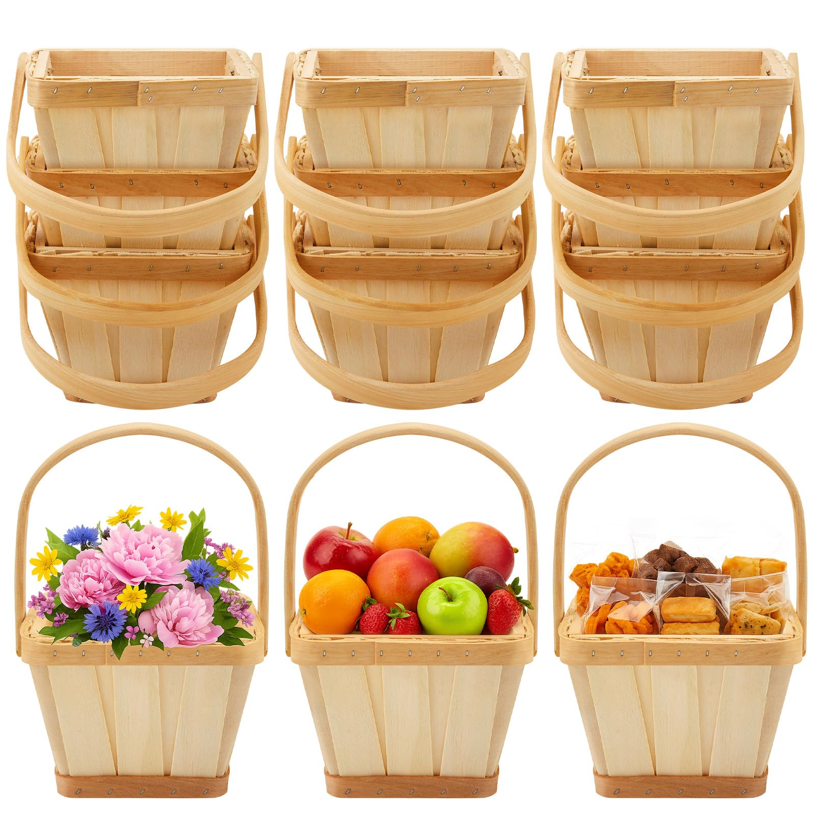Snapklik.com : Marsui 10 Pack Mini Square Wooden Bushel Apple Baskets