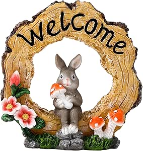 Amazon.com: Lily's Home Easter Welcome Rabbit Garden Statue - Charming ...