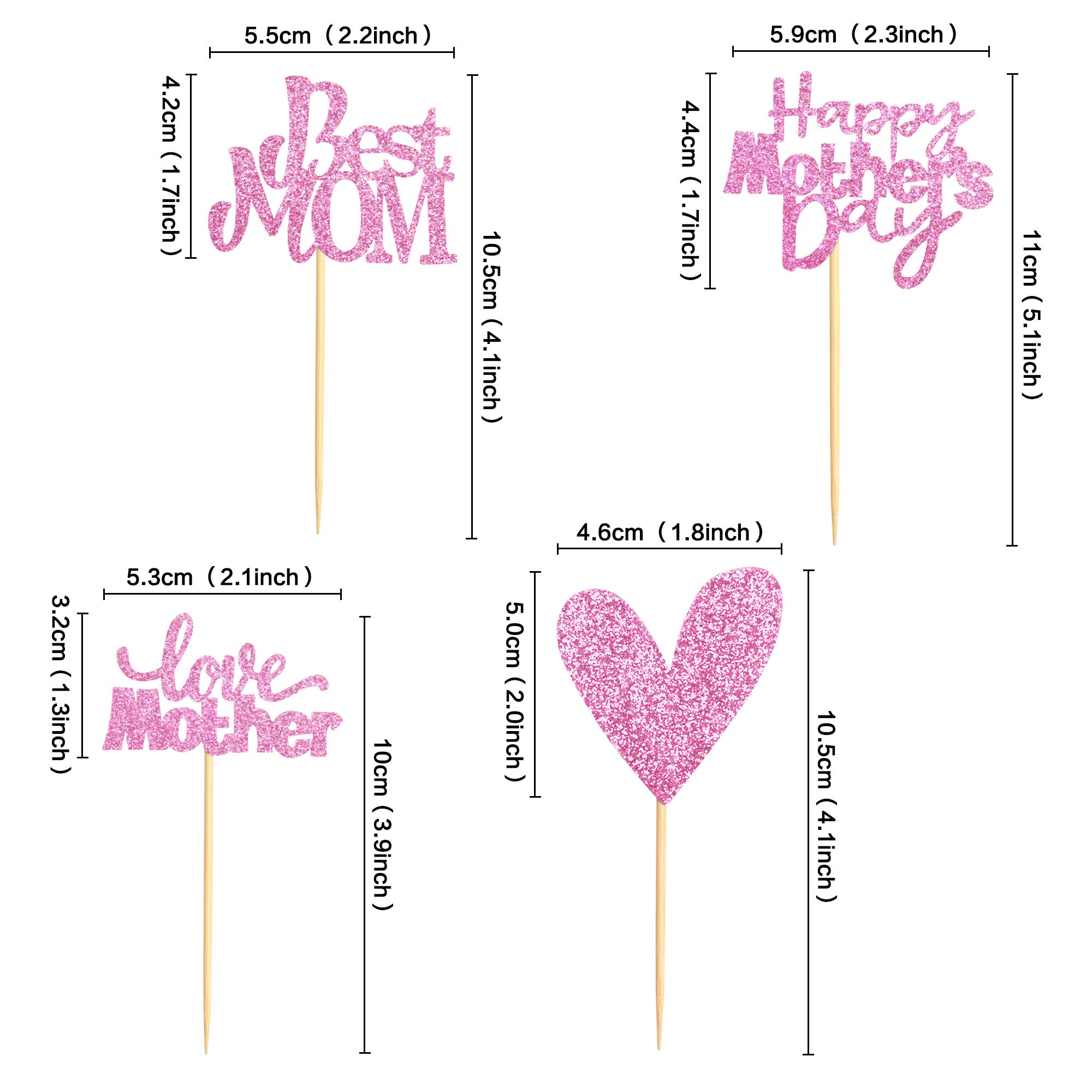 Snapklik.com : Unimall Pack Of 25 Pink Glitter Cake Topper Set Best Mom ...