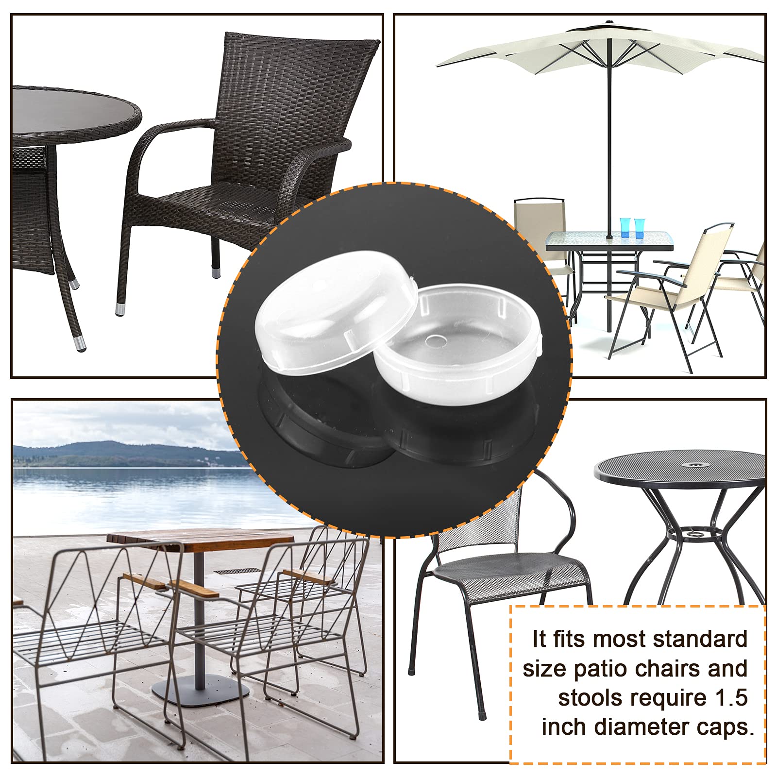 Snapklik.com : 24 Pack Wrought Iron Patio Furniture Feet Caps 1-1/2 ...