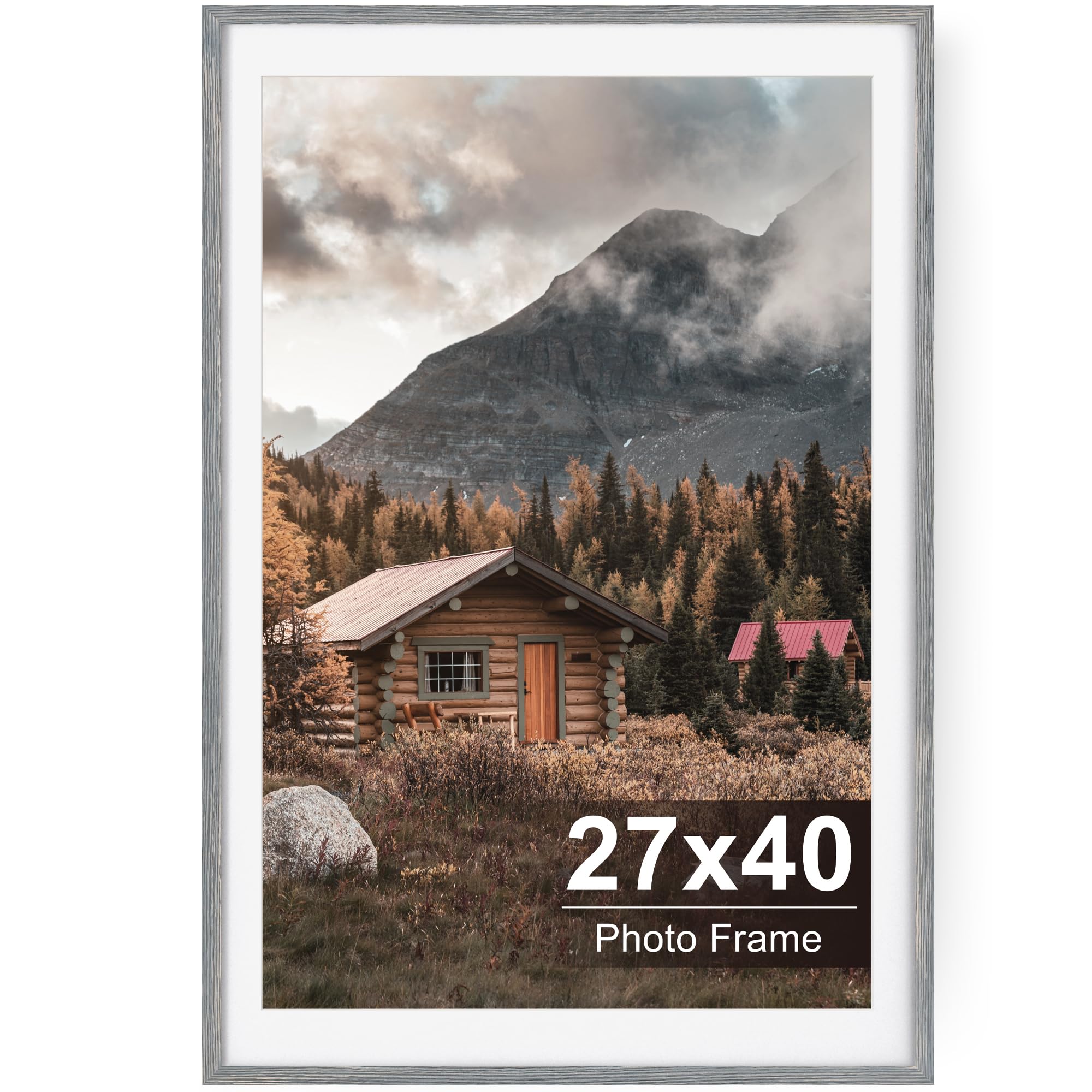27x40 Inch Poster Frame, Rustic Picture Frames Distressed Grey, Wood ...