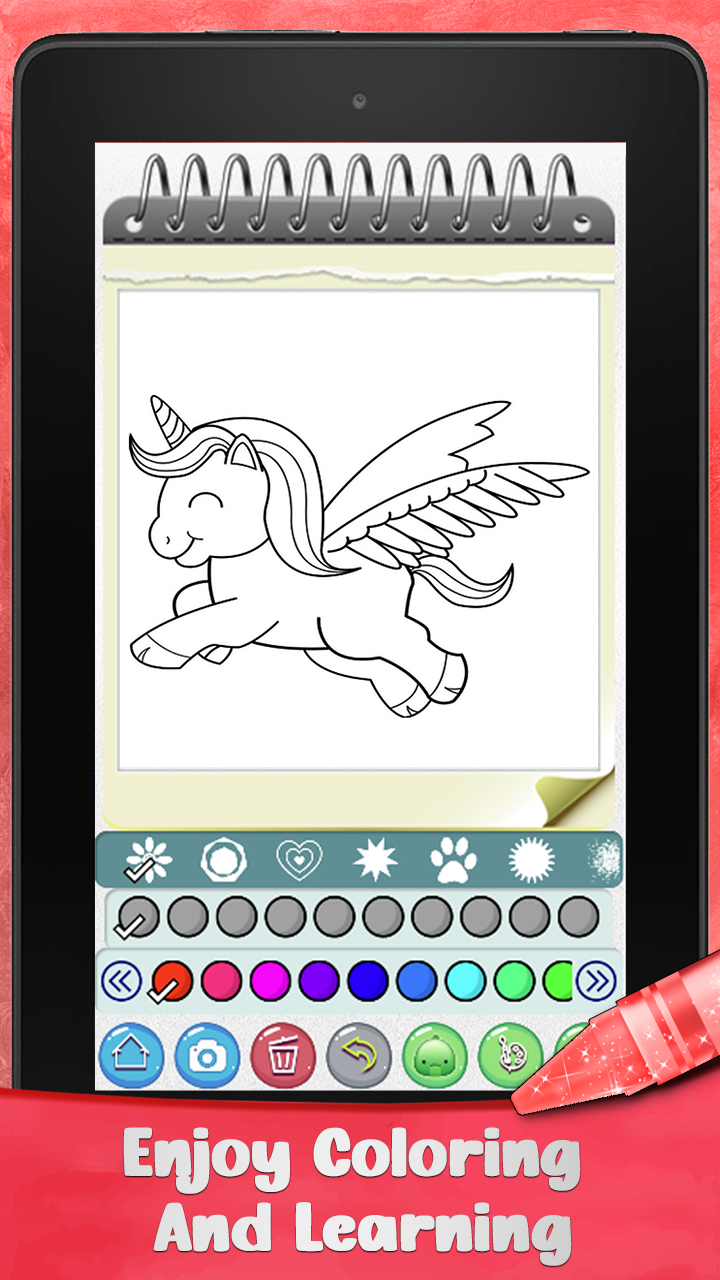 Magic Little Unicorn: Pony Unicorn Coloring pages for Children, Toddler ...