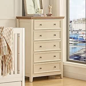 Amazon.com: BOSHIRO Dresser for Bedroom, Beige Dresser, Farmhouse 5 ...
