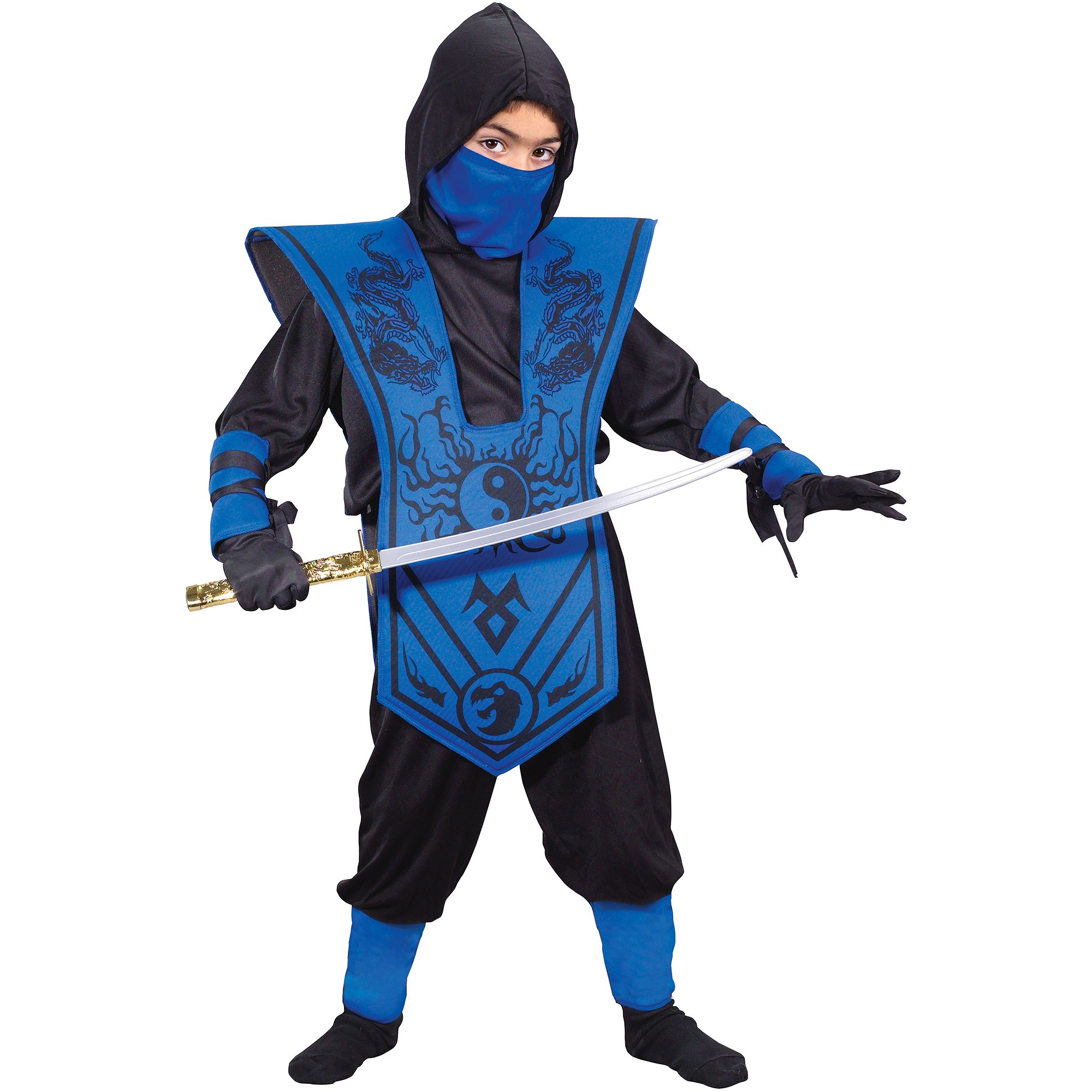 Amazon.com: Fun World Complete Ninja Child Halloween Costume, Blue ...