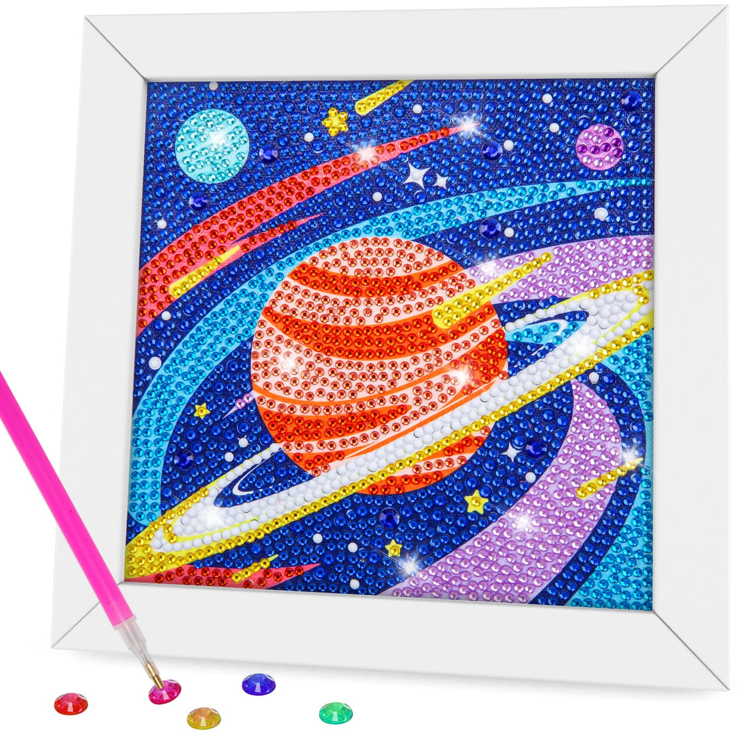 Amazon.com: QEUOYSS Diamond Art Kit for Kids with Wooden Frame Art and ...