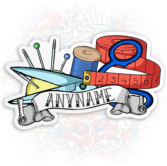 Amazon.com: Custom Sewing Sticker Personalized Tailor Room Shop Name ...
