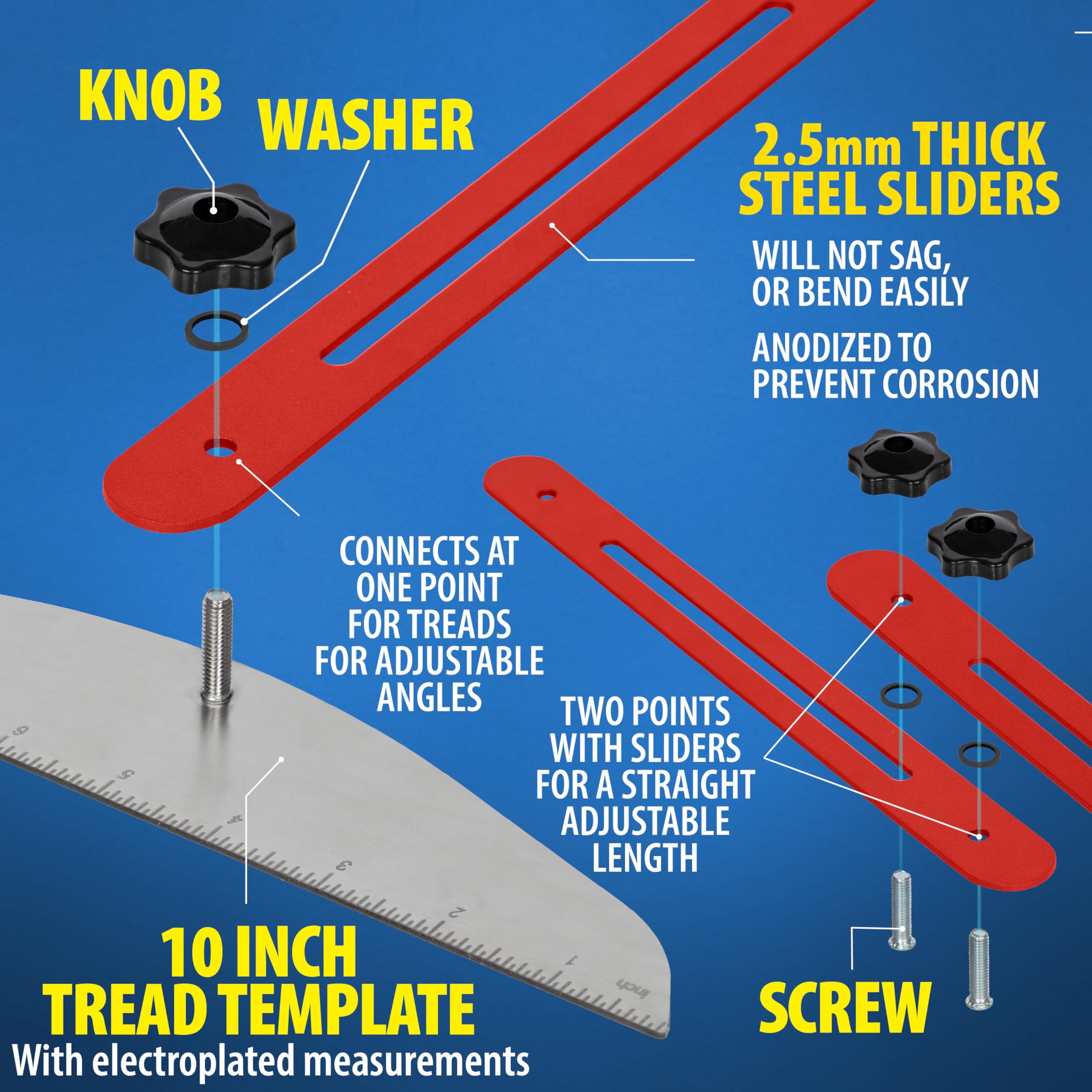 Snapklik.com : Stair Tread Template Tool,Stair Tread Gauge Ajustable 11 ...