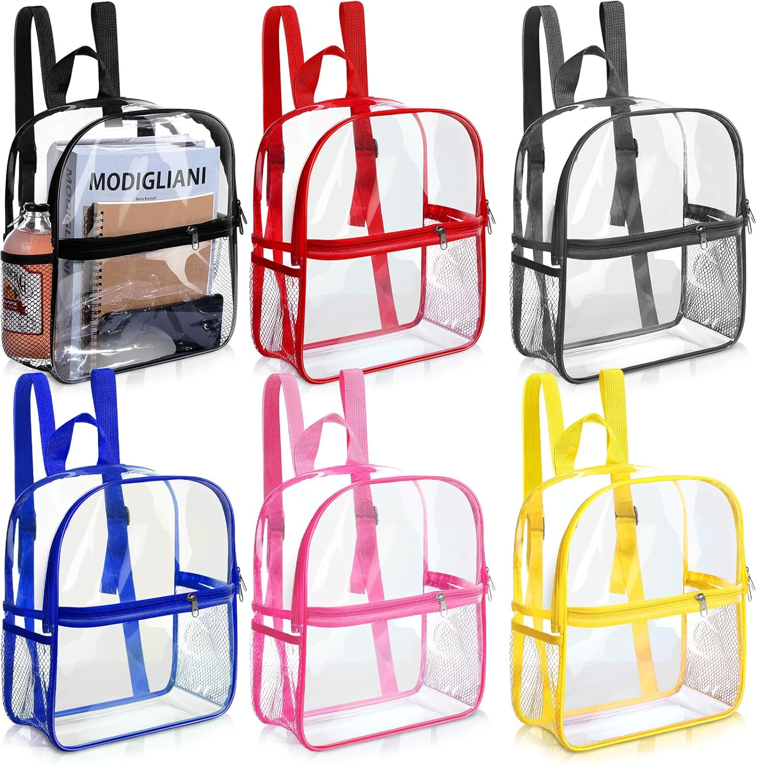 Amazon.com: Sweetude 6 Pcs Clear Backpack 11.4 x 9.5 x 5.1 Inch Bag ...