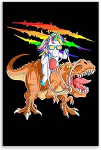 Amazon.com: Unisaurus Lover Wall Poster Cute Rainbow Unicorn Riding T ...