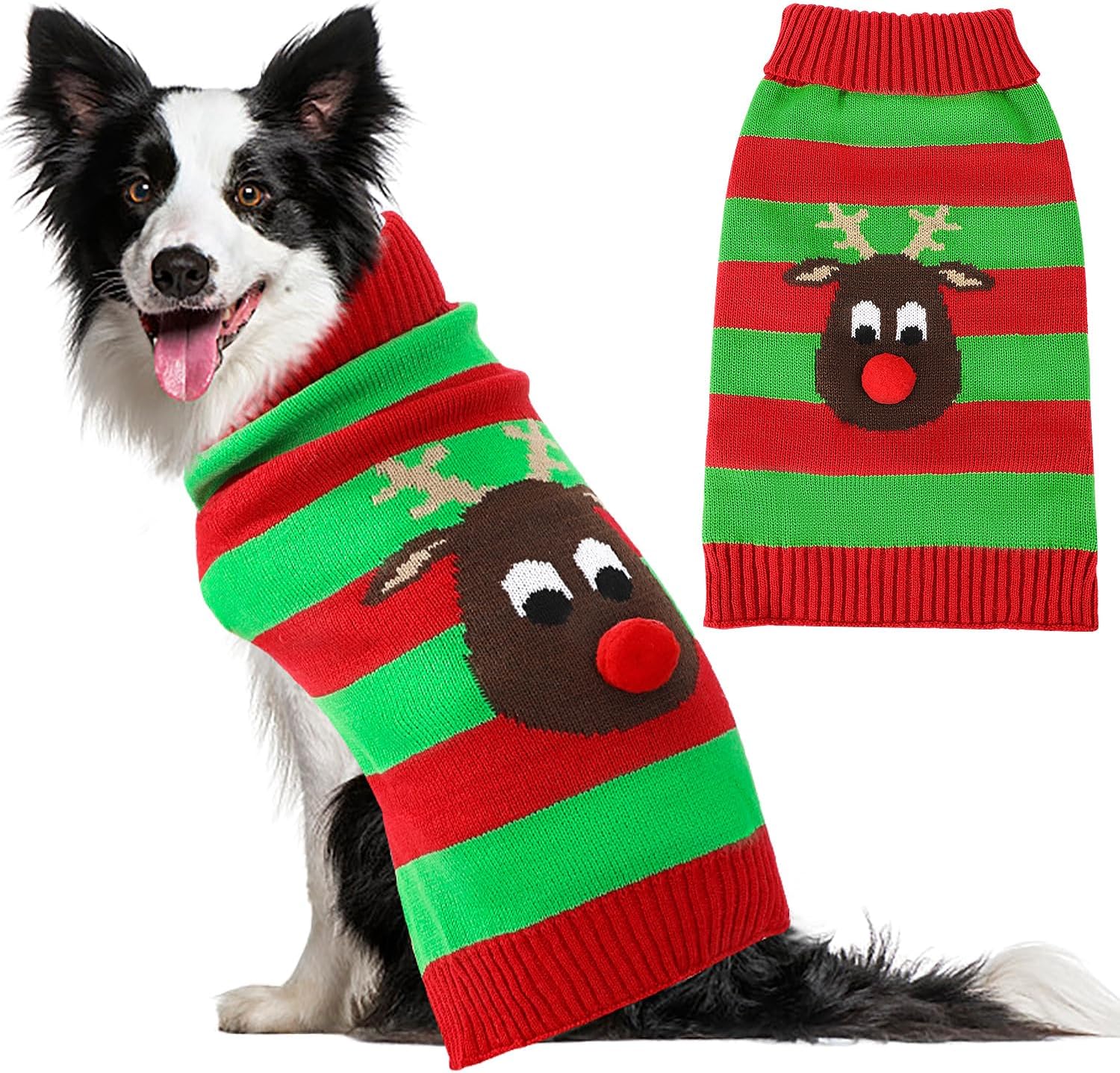 HomeChi Suéter de Cuello Alto para Perro con Estampado Navideño ...