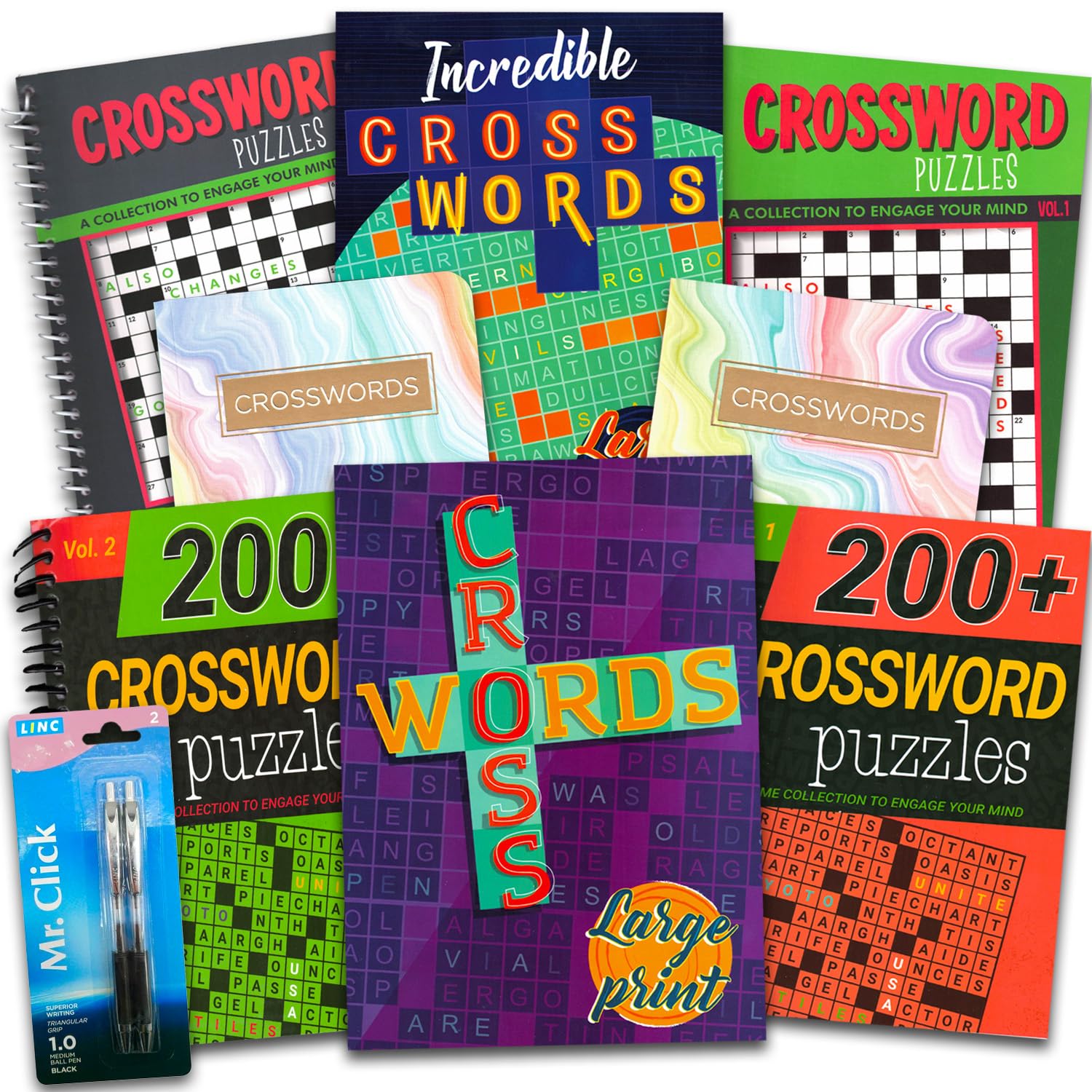 Crossword Books Bulk for Adults, Seniors - Bundle with 8 Large Print ...