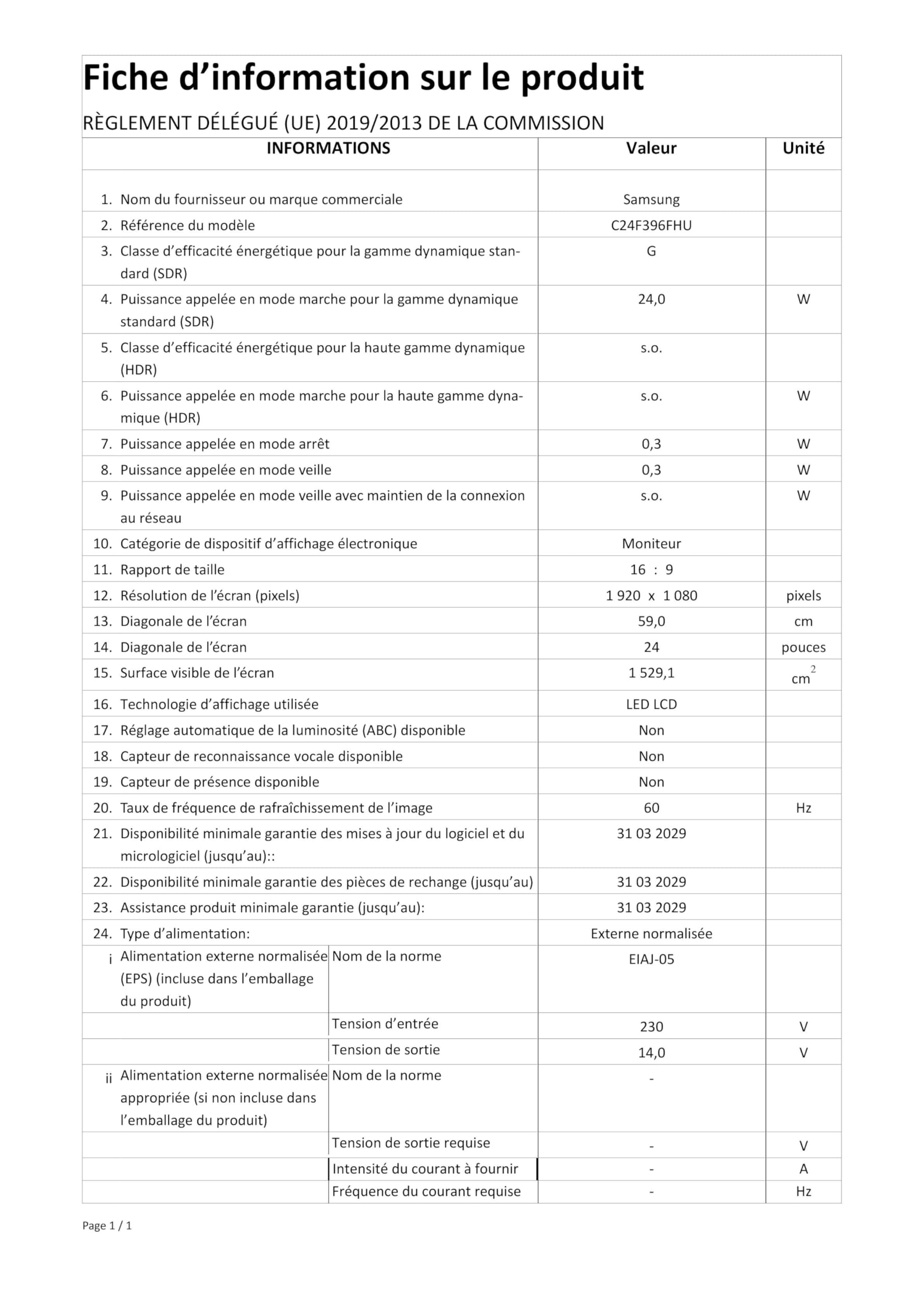 Samsung C24F396FHU, Ecran PC Incurvé, Dalle VA 24'', Résolution Full HD ...