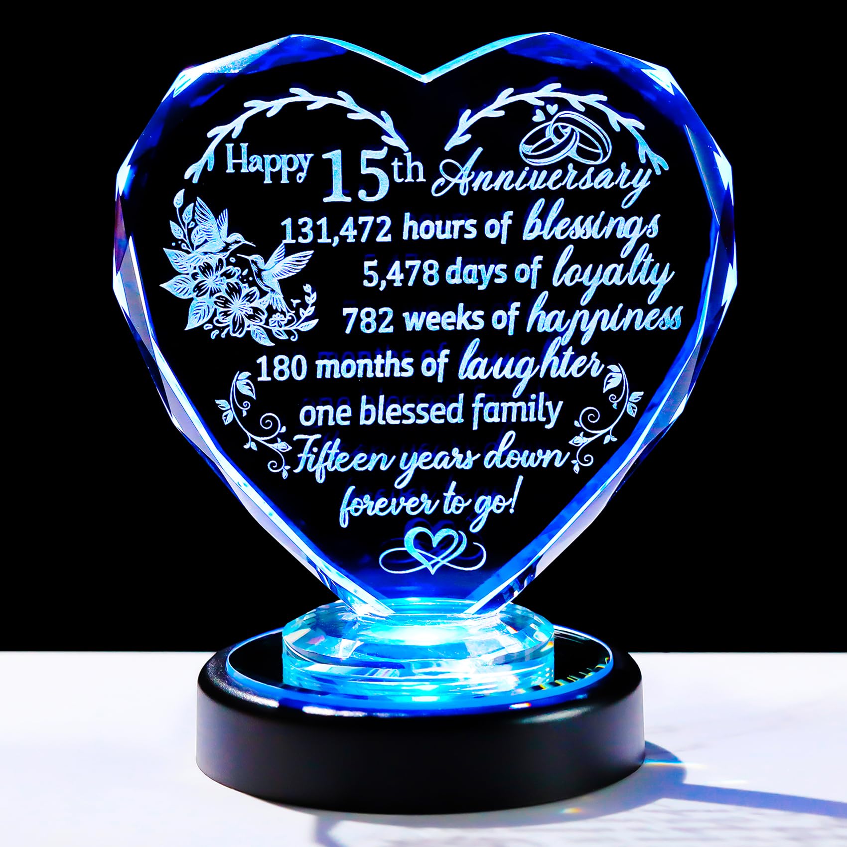 Amazon.com: 15th Wedding Anniverary Crystal Gifts for Wife Her, Crystal ...