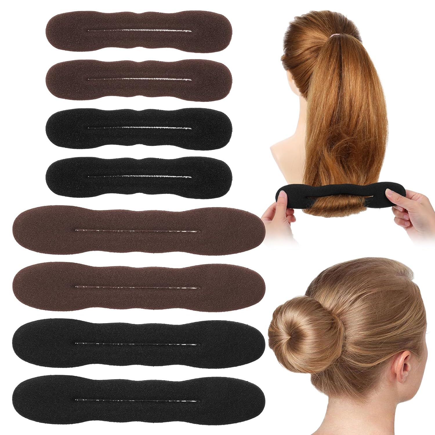 Amazon.com: 8 Pcs Hair Bun Maker Sponge Hair Buns Shaper Magic Snap ...